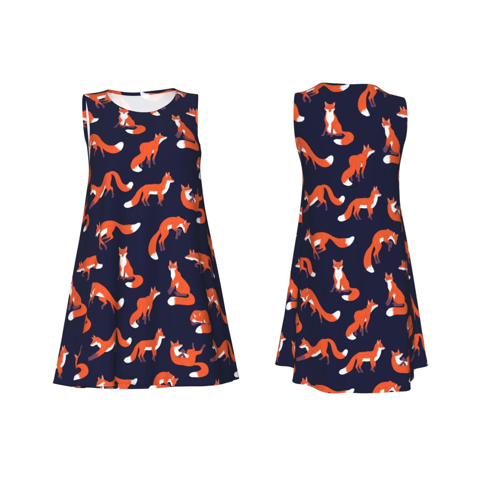 Japuie Foxes In Different Poses Print Summer Dresses for Women,Women's ...