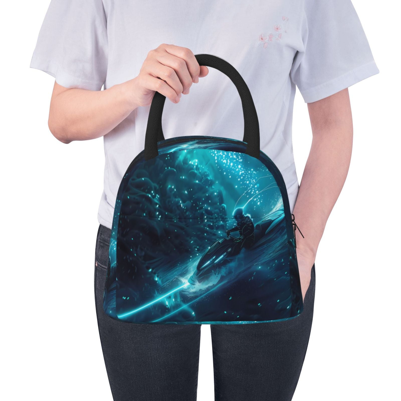 Japuie Futuristic Jet Ski Adventure Print Insulated Lunch Bag,Lunch Box ...