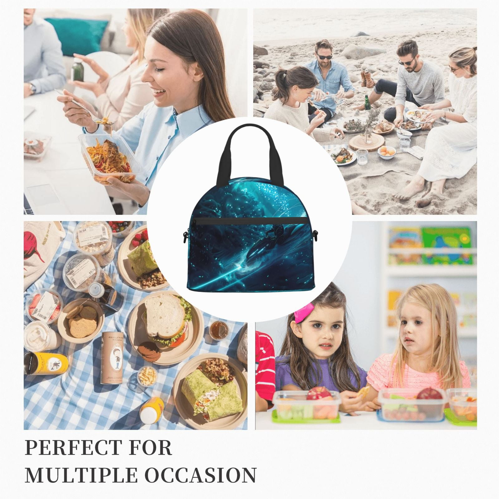 Japuie Futuristic Jet Ski Adventure Print Insulated Lunch Bag for Women ...