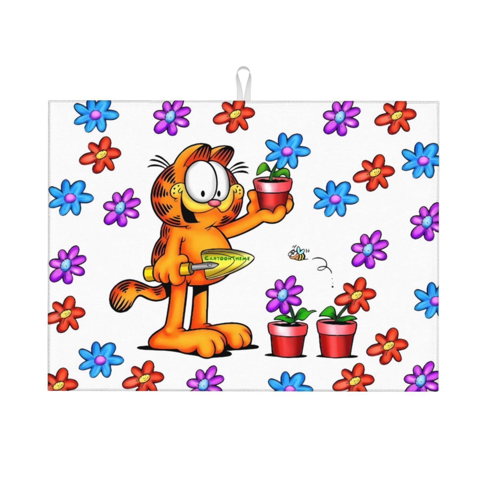 Japuie Garfield Print Kitchen Drying Mat for Dishes, Absorbent ...