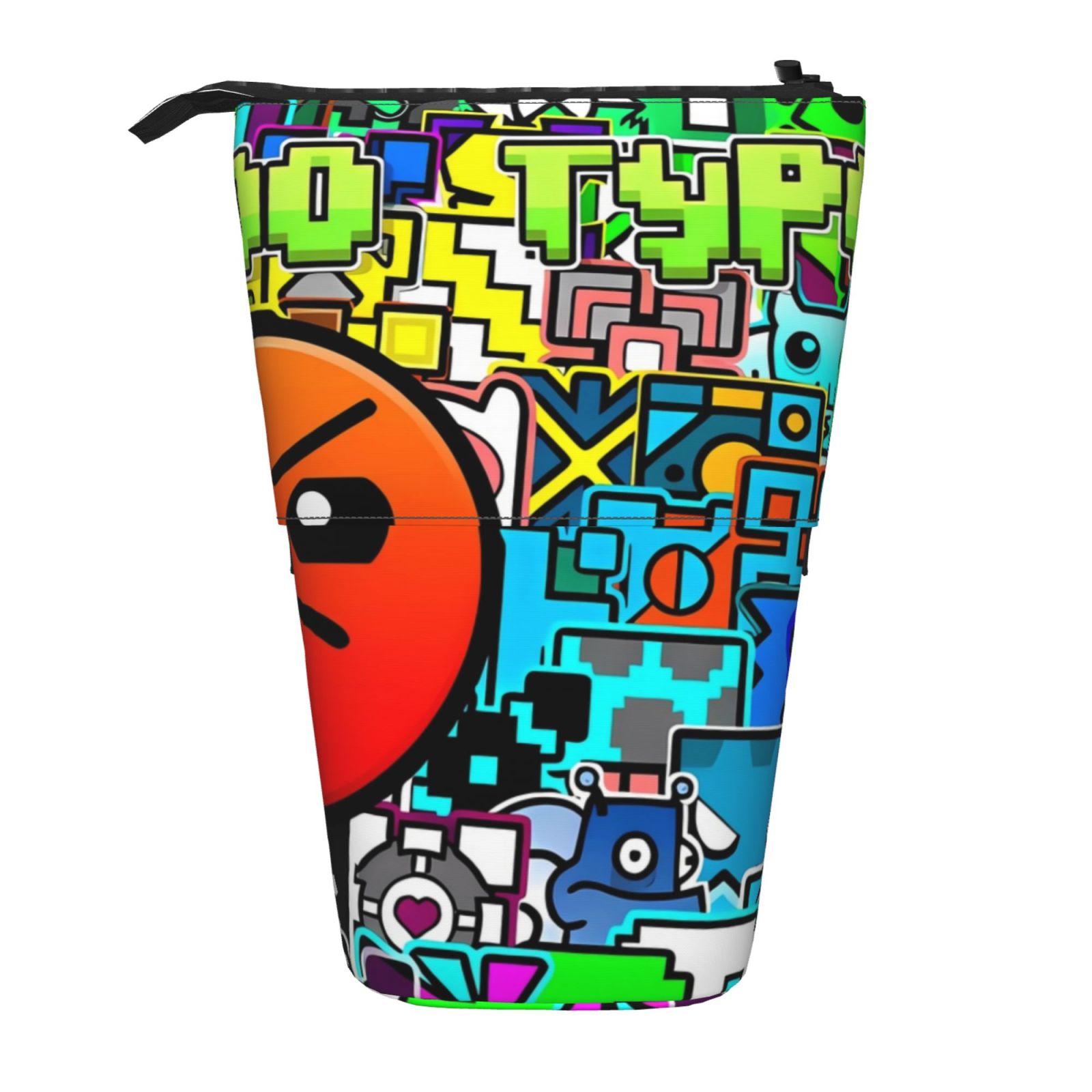 Japuie Geometry Dash Print Telescopic Pencil Case, Stand-up Retractable ...