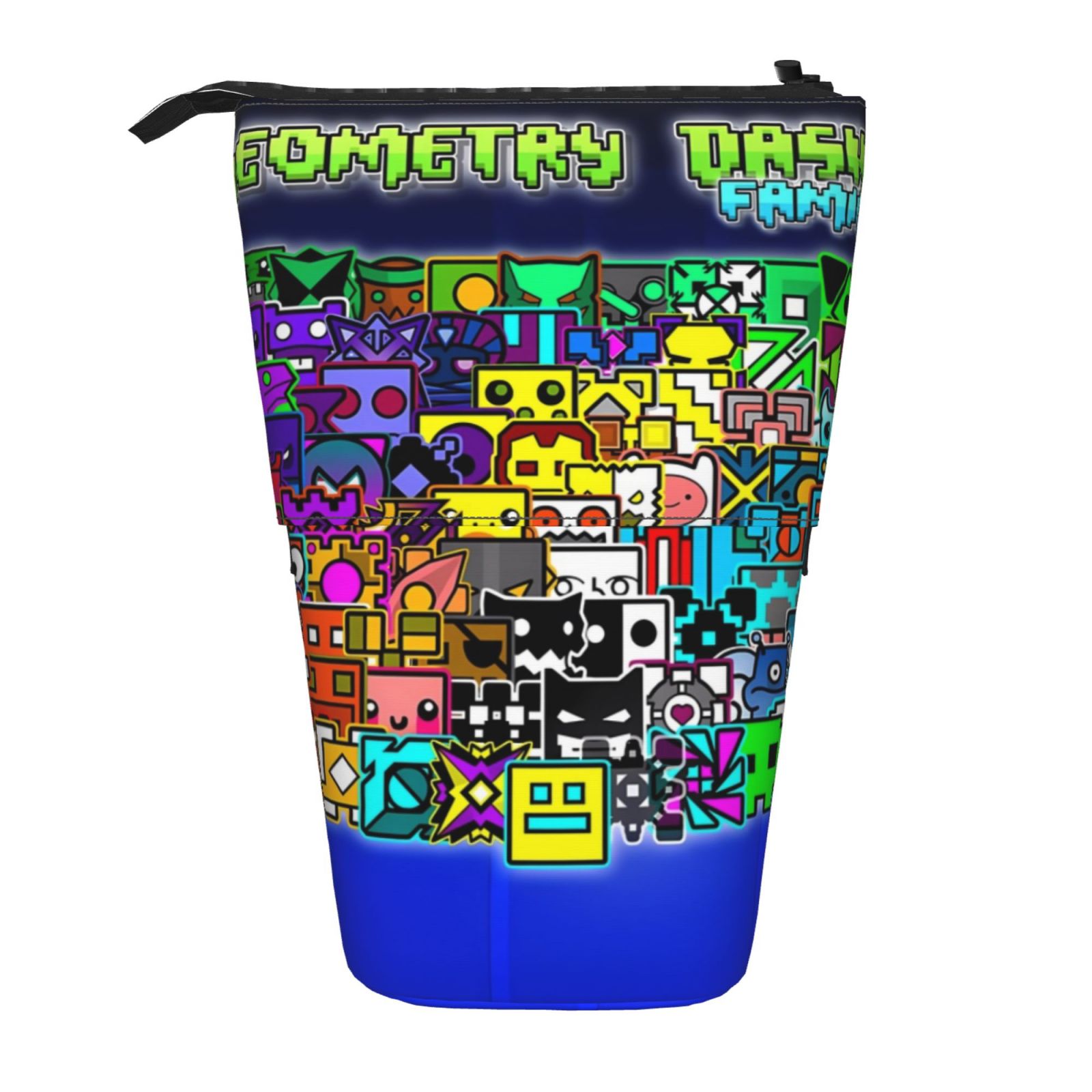 Japuie Geometry Dash Print Telescopic Pencil Case, Stand-up Retractable ...