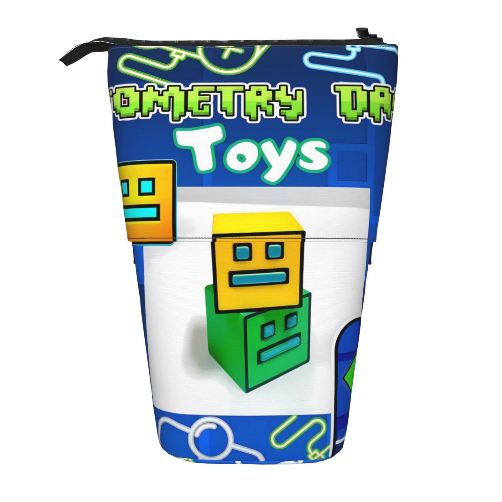 Japuie Geometry Dash Print Telescopic Pencil Case, Stand-up Retractable ...