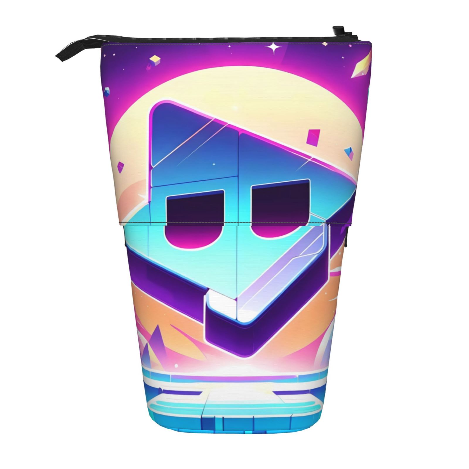 Japuie Geometry Dash Print Telescopic Pencil Case, Stand-up Retractable ...