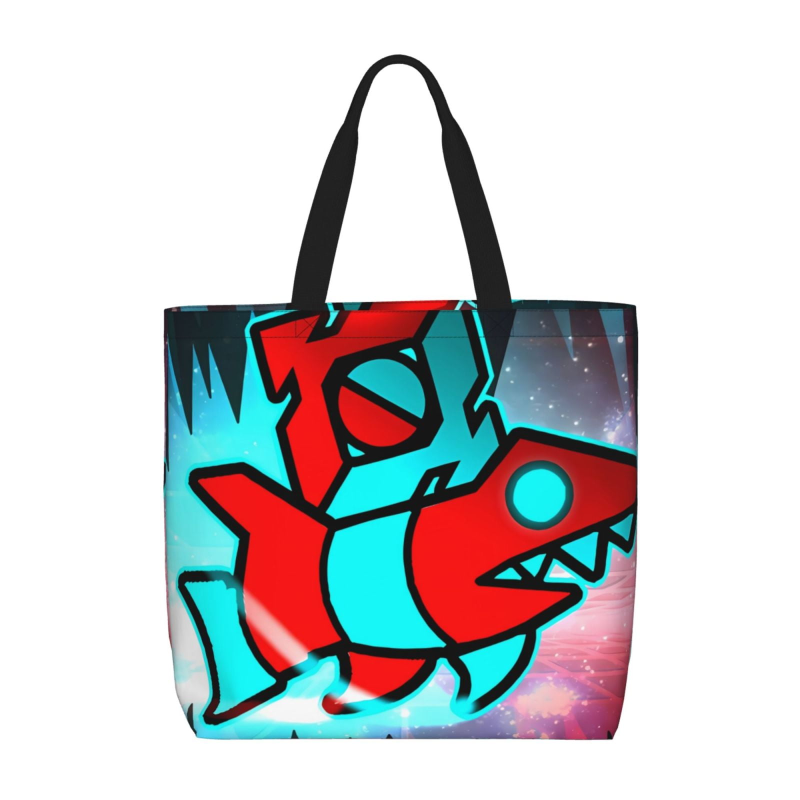 Japuie Geometry Dash Print Tote Bags, Shoulder Bag with Zipper Closure ...