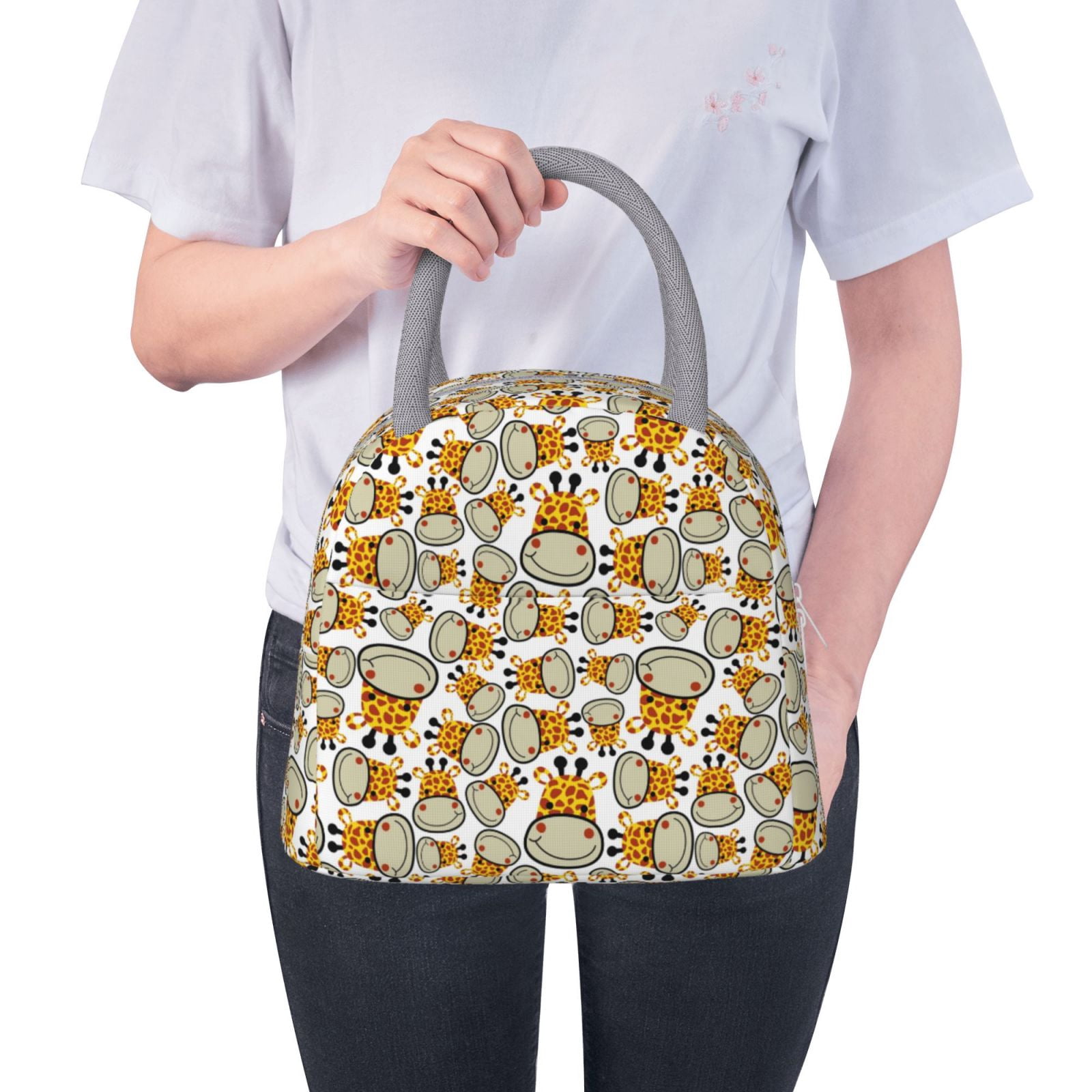 Japuie Giraffes Head Print Insulated Lunch Bag,Lunch Box for Women Men ...