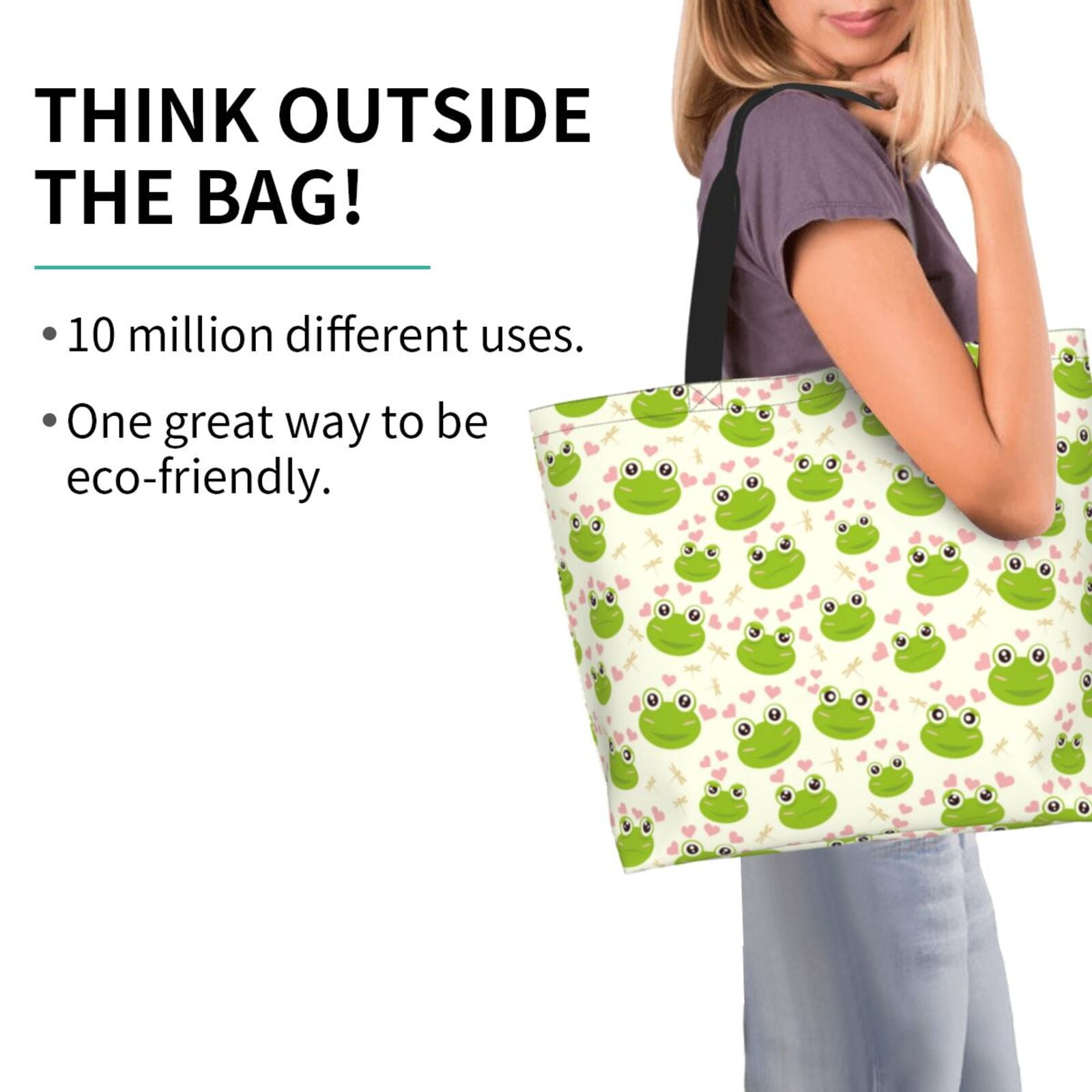 Japuie Green Frog Print Shoulder Bag,Top Handle Shoulder Purses and Handbags,Tote Shoulder Bag ...