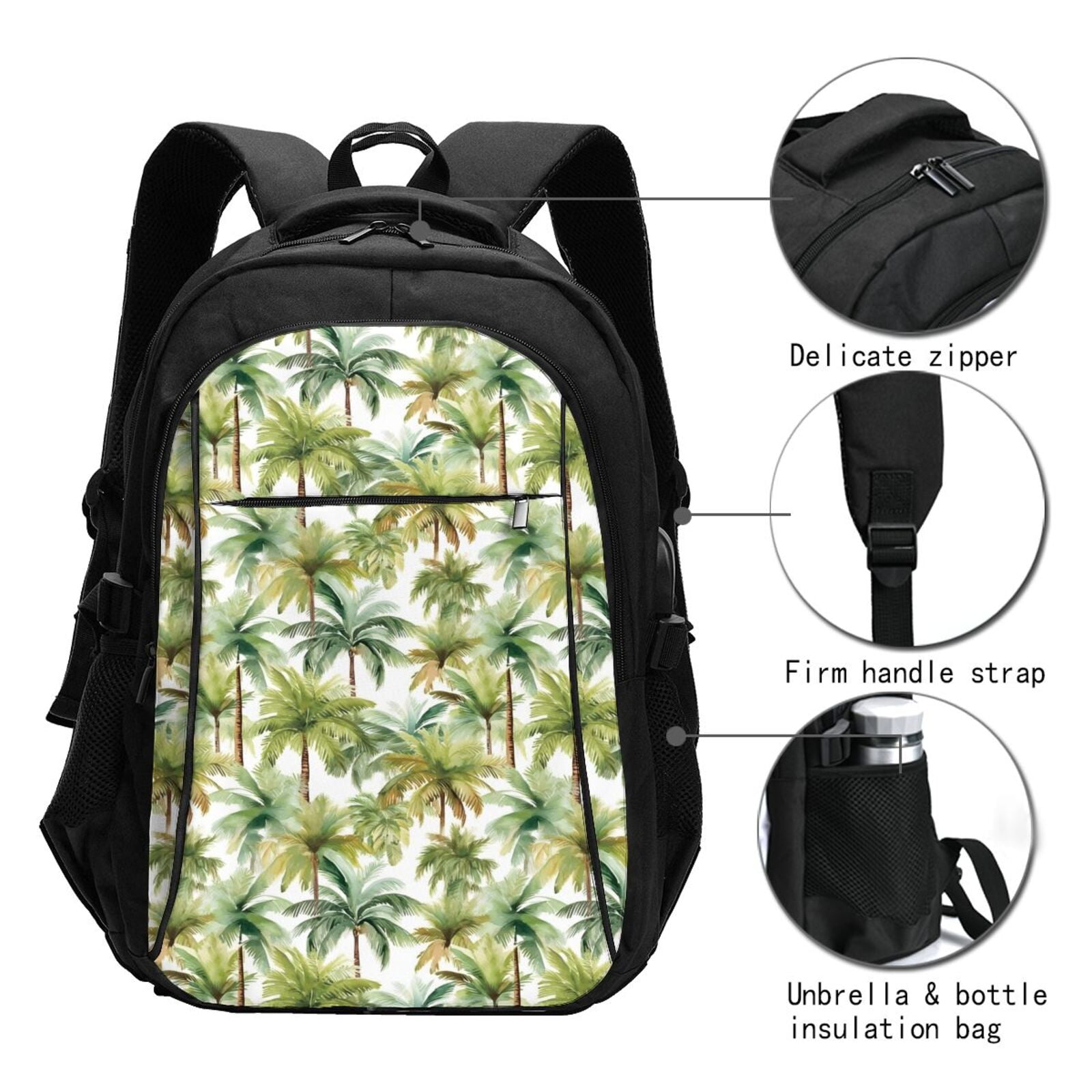 Japuie Green Hawaii Palms Print Laptop Backpack,Business Travel Durable ...
