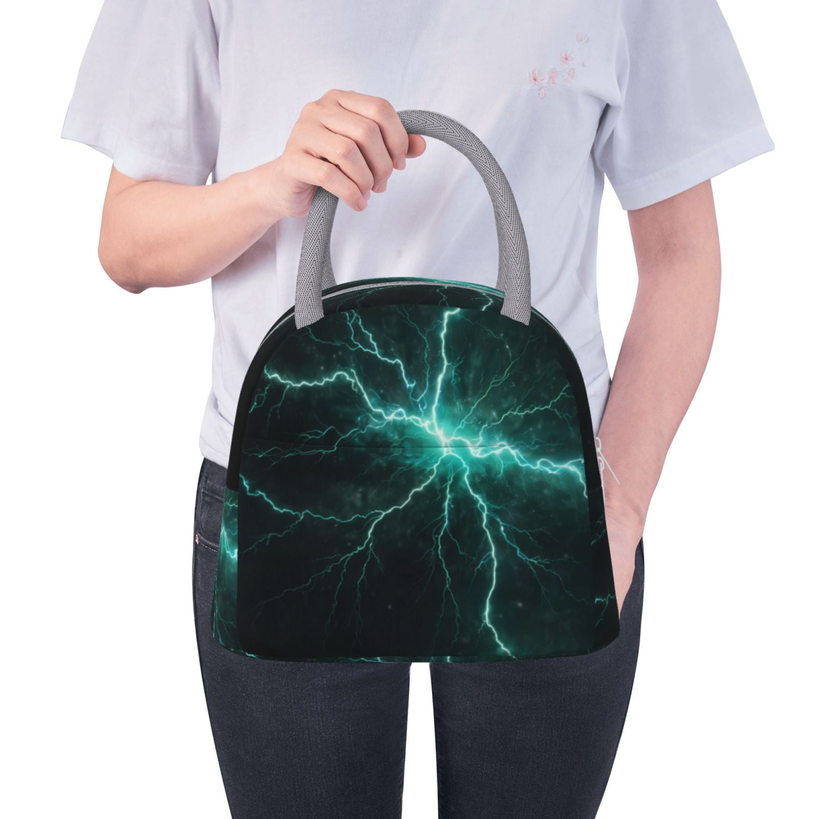 Japuie Green Lightning Flash Print Insulated Lunch Bag,Lunch Box for ...