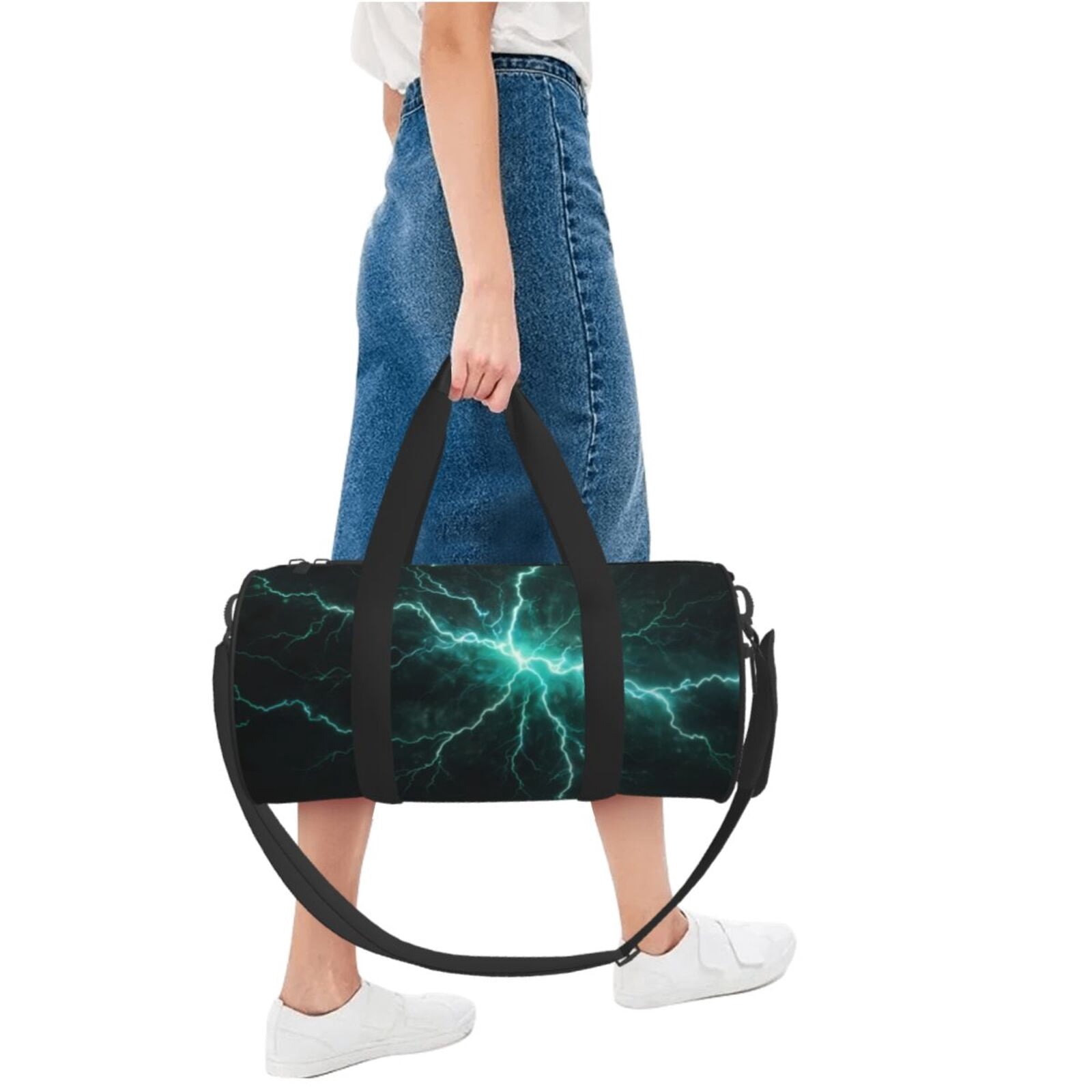 Japuie Green Lightning Flash Print Travel Duffle Bag,Gym Bag,Weekender ...