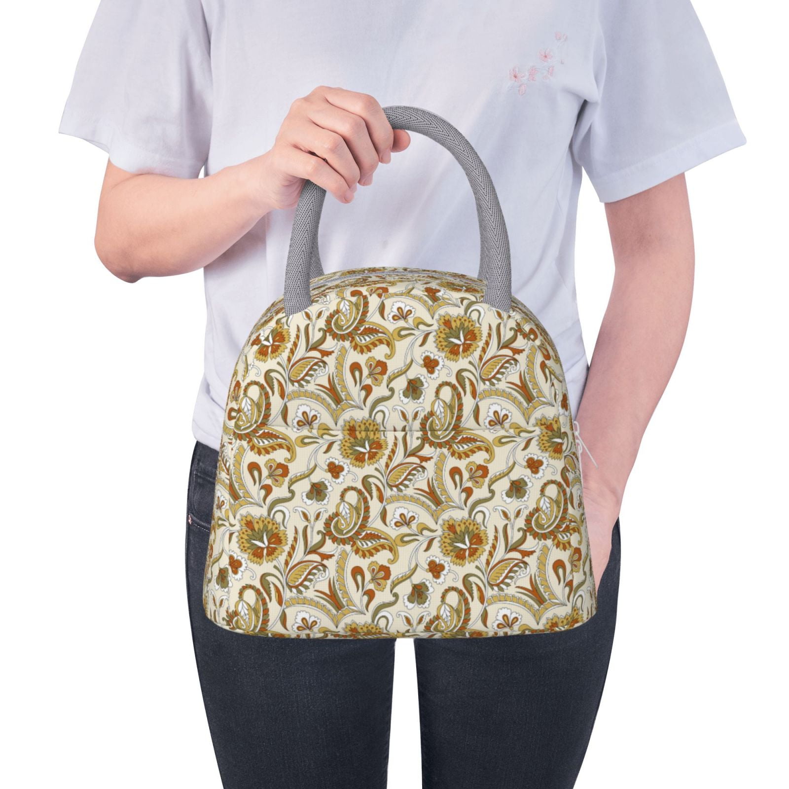 Japuie Indian Paisley Print Insulated Lunch Bag,Lunch Box for Women Men ...
