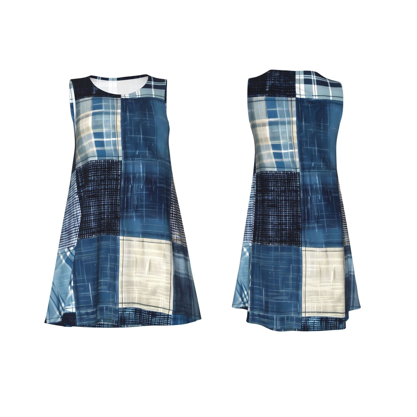 Japuie Indigo Patchwork Quilt Print Summer Dresses for Women,Women's ...