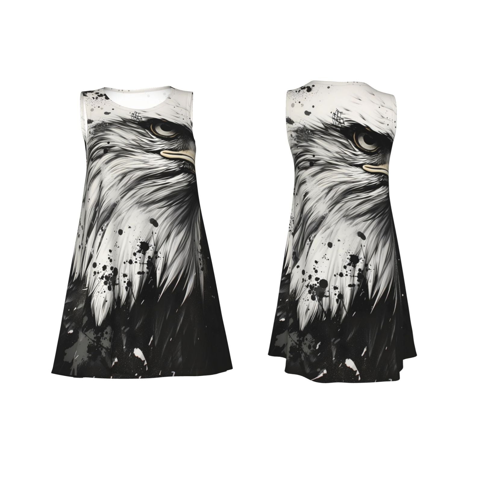 Japuie Ink Style Bald Eagle Print Summer Dresses for Women,Women's ...