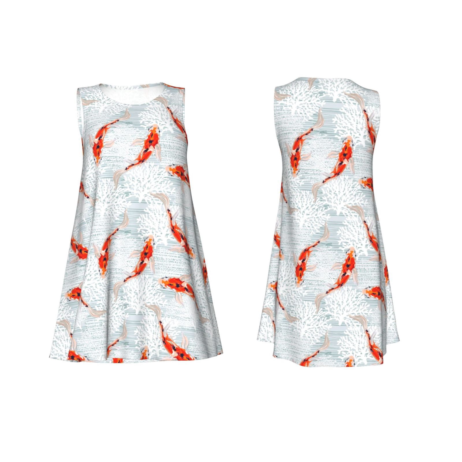 Japuie Koi Fish Corals,Spring Summer Print Summer Dresses for Women ...
