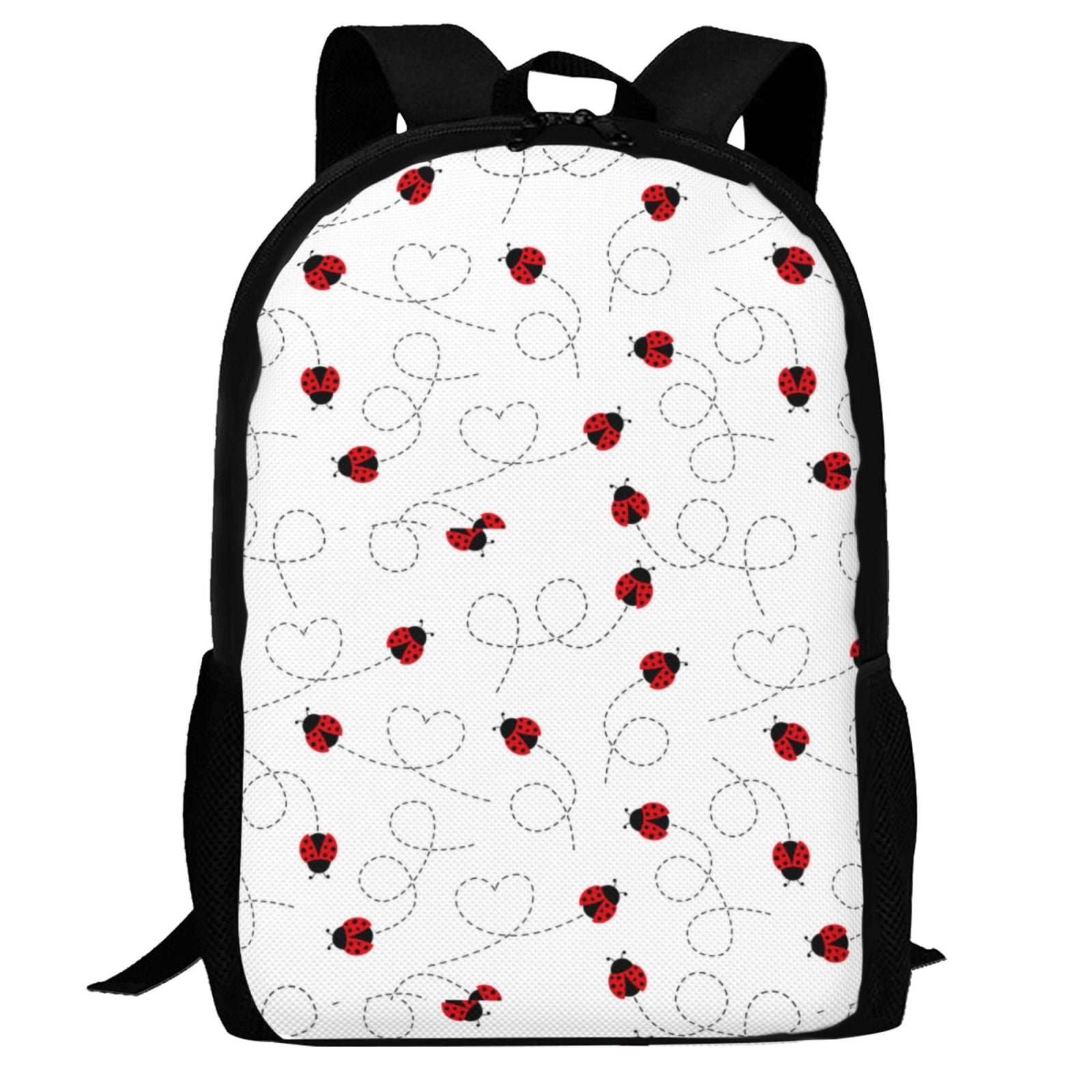 Japuie Ladybugs Flying On Dotted Route Print School Backpack,Waterproof ...