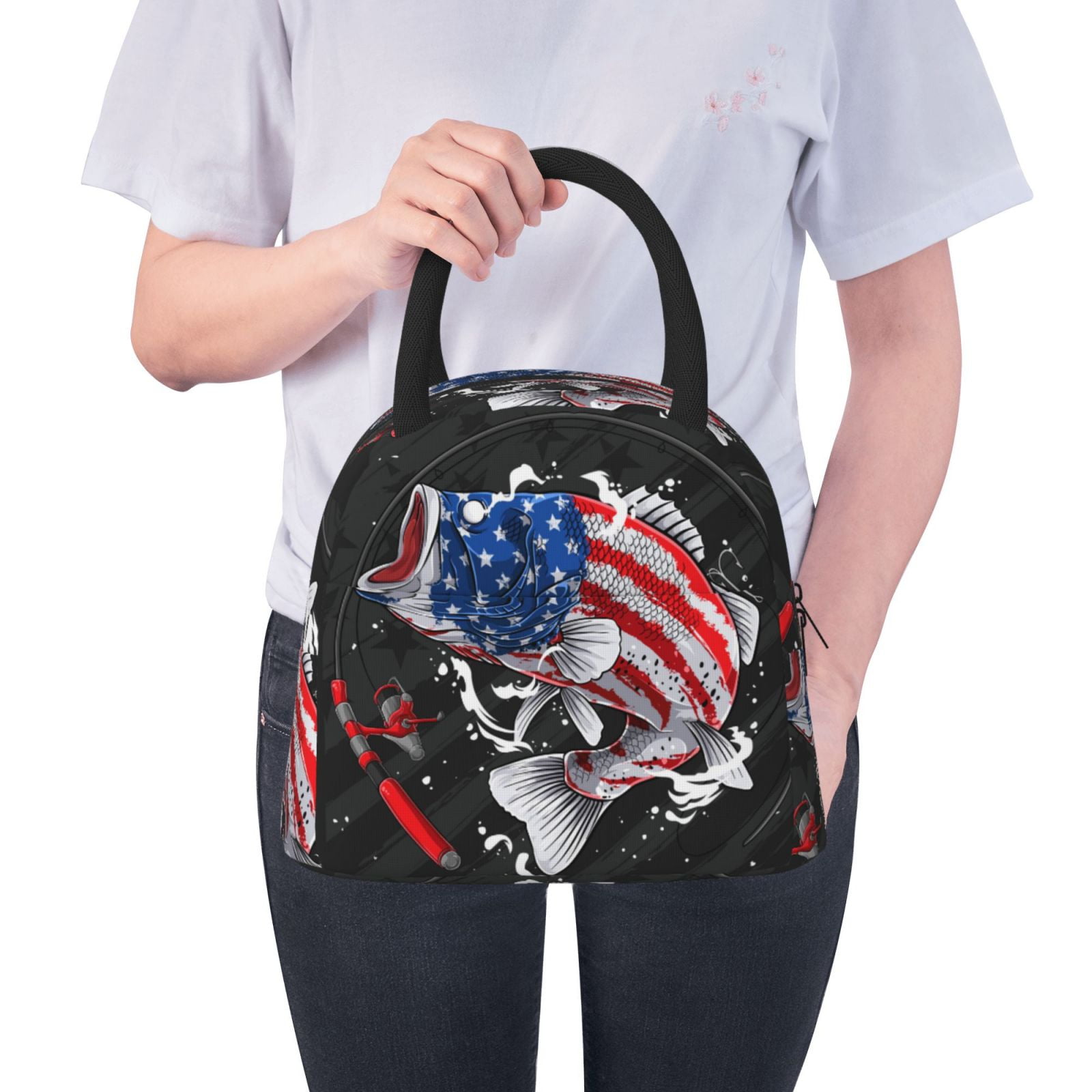 Japuie Largemouth Bass Fish in USA Print Insulated Lunch Bag,Lunch Box ...