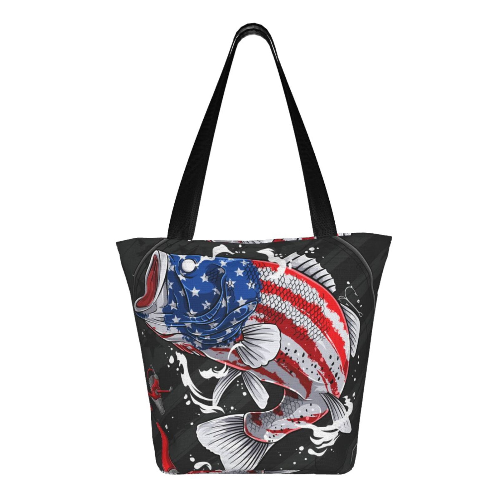 Japuie Largemouth Bass Fish in USA Print Women's Crossbody Tote Handbag ...