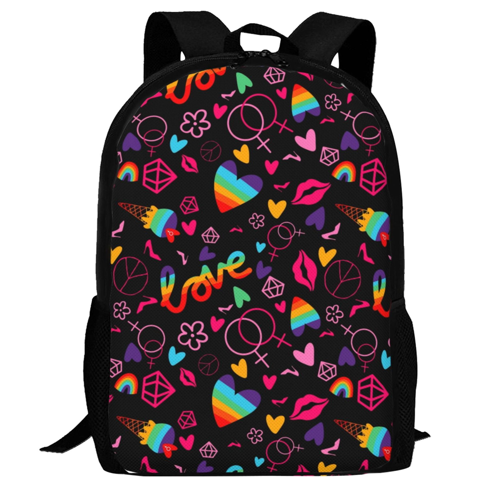 Japuie Lgbt Rainbow For Pride Print School Backpack,Waterproof Bookbag ...