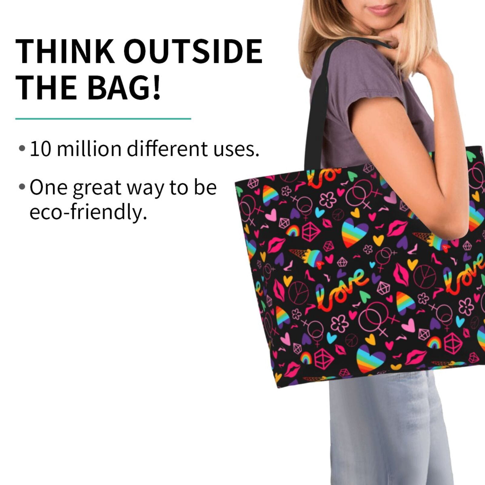 Japuie Lgbt Rainbow For Pride Print Shoulder Bag,Top Handle Shoulder ...