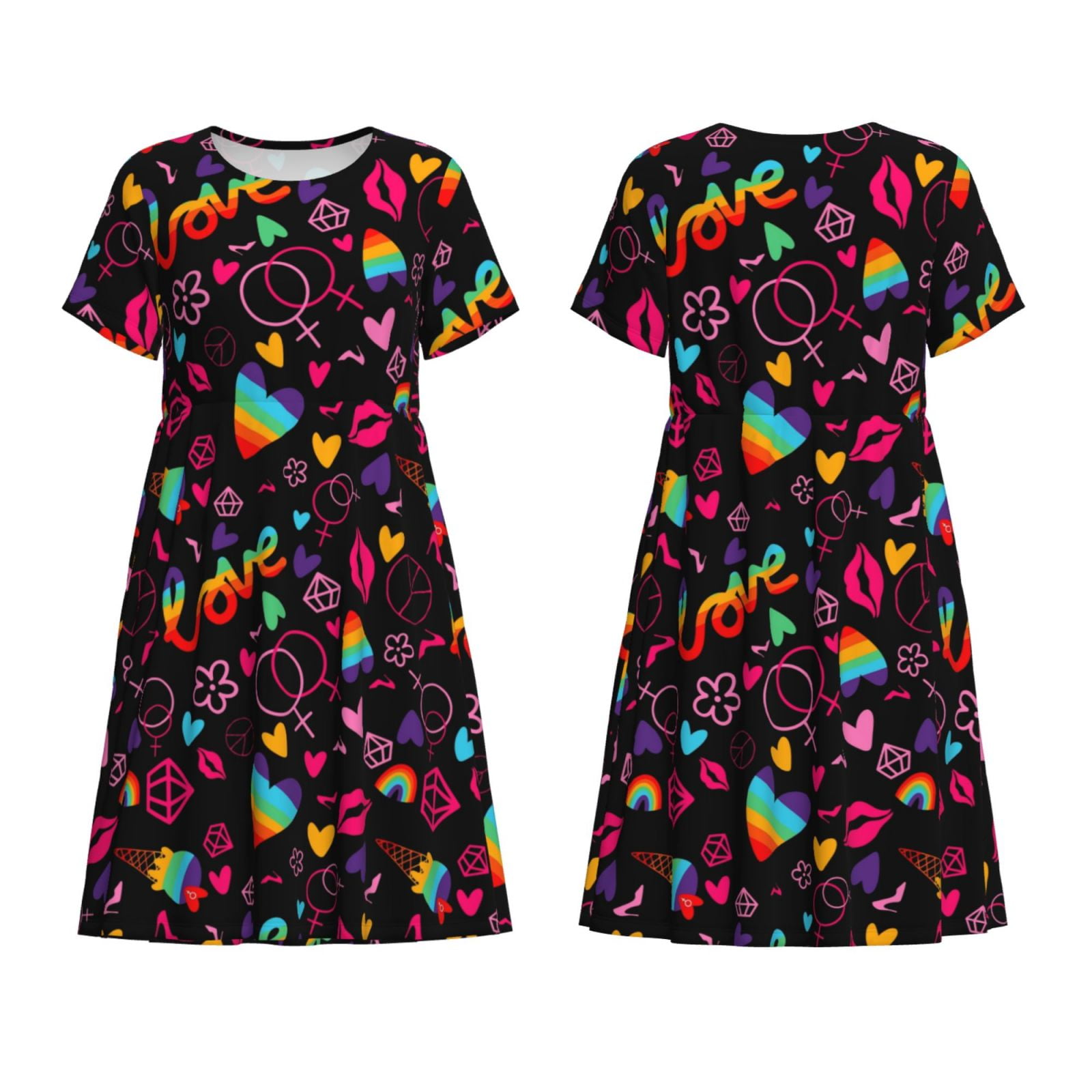 Japuie Lgbt Rainbow For Pride Print Women's Casual Dress with Pockets ...