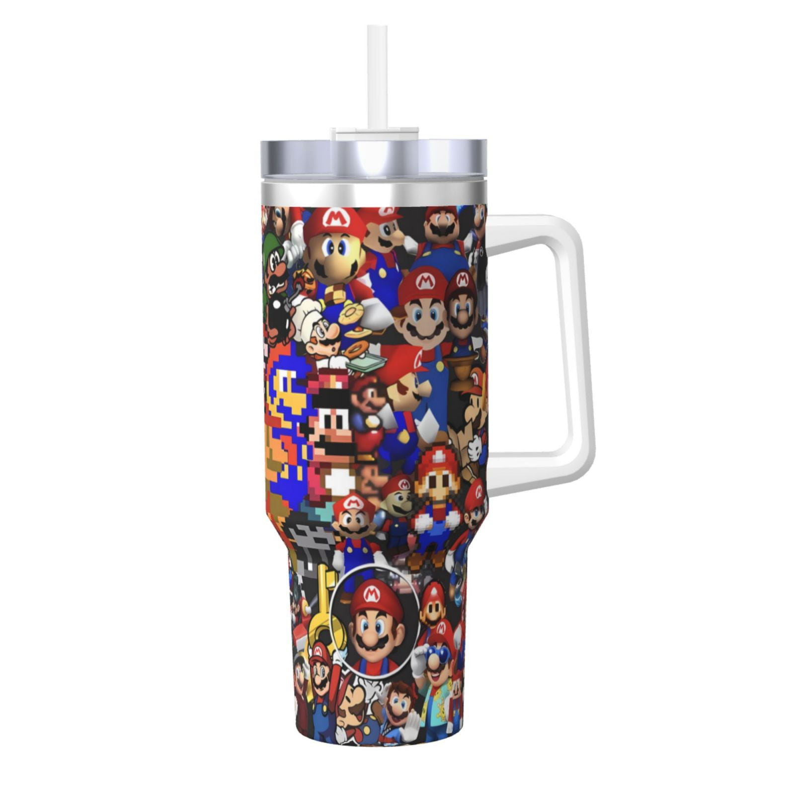 Japuie Mario Print 40oz Insulated Ice Bully Tumbler with Handle And ...