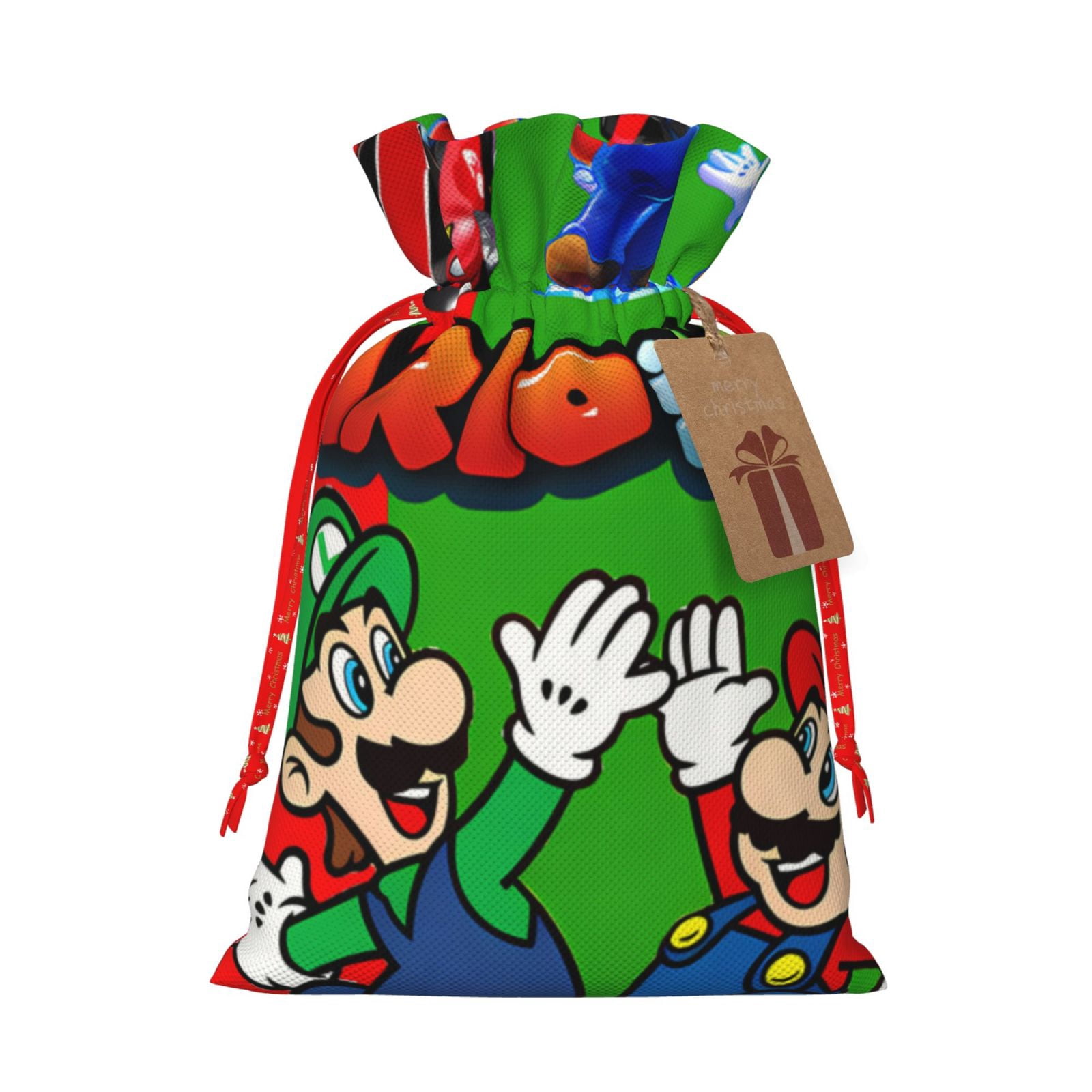 Japuie Mario Print Christmas Gift Bag,Christmas Linen Bags with ...