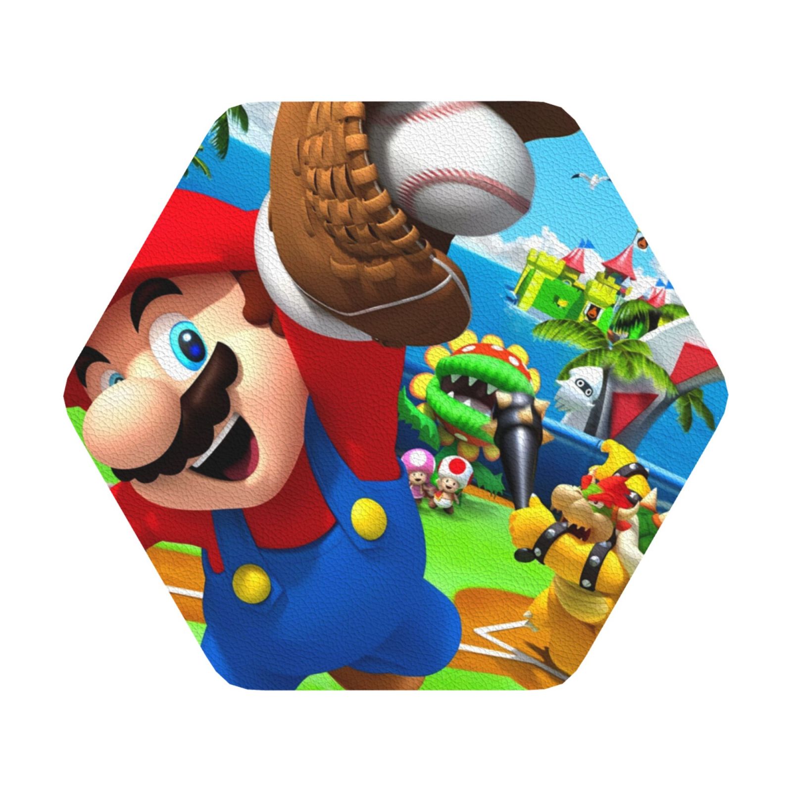 Japuie Mario Print Leather Coasters for Drinks, 4" Drink Coasters Set ...