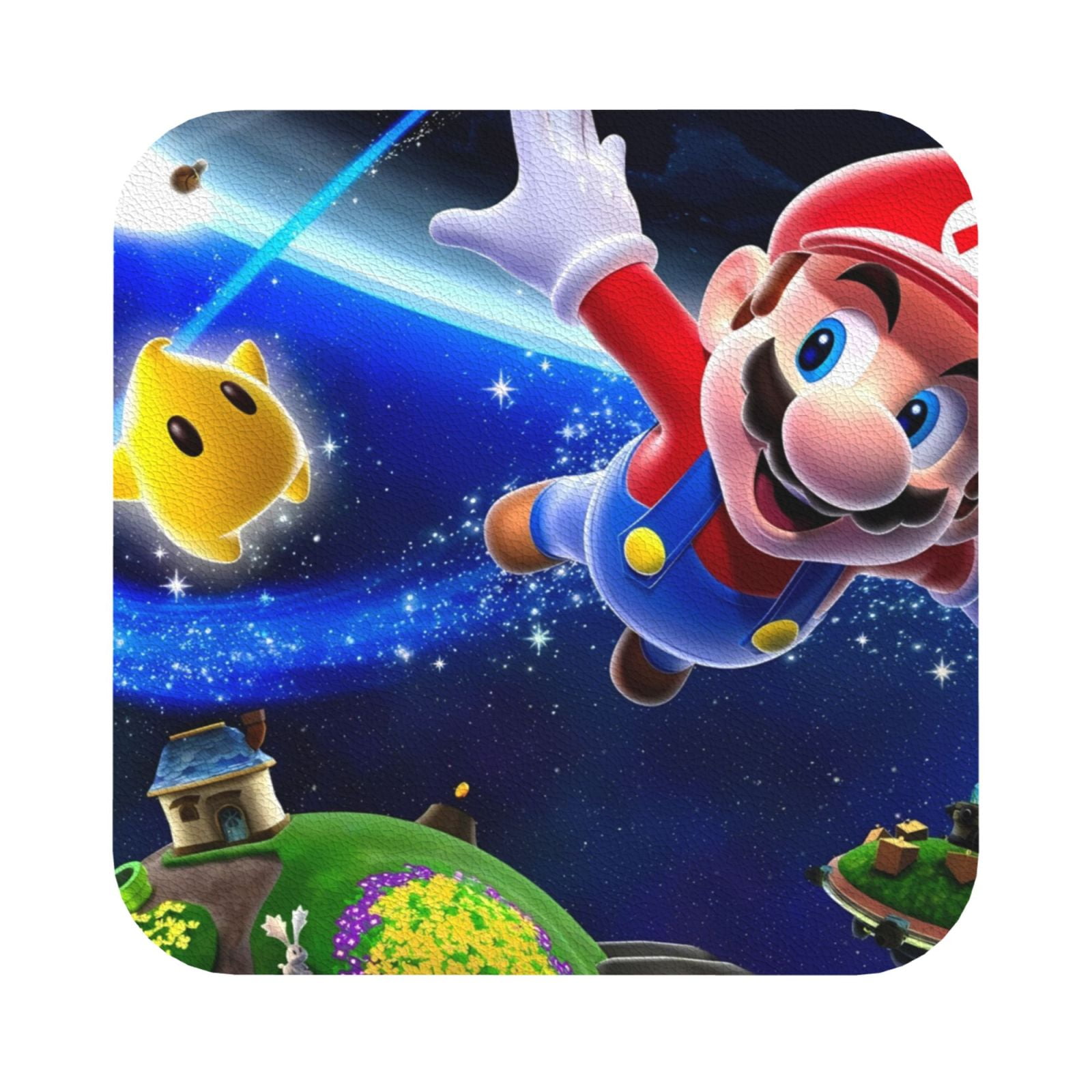 Japuie Mario Print Leather Coasters for Drinks, 4" Drink Coasters Set ...