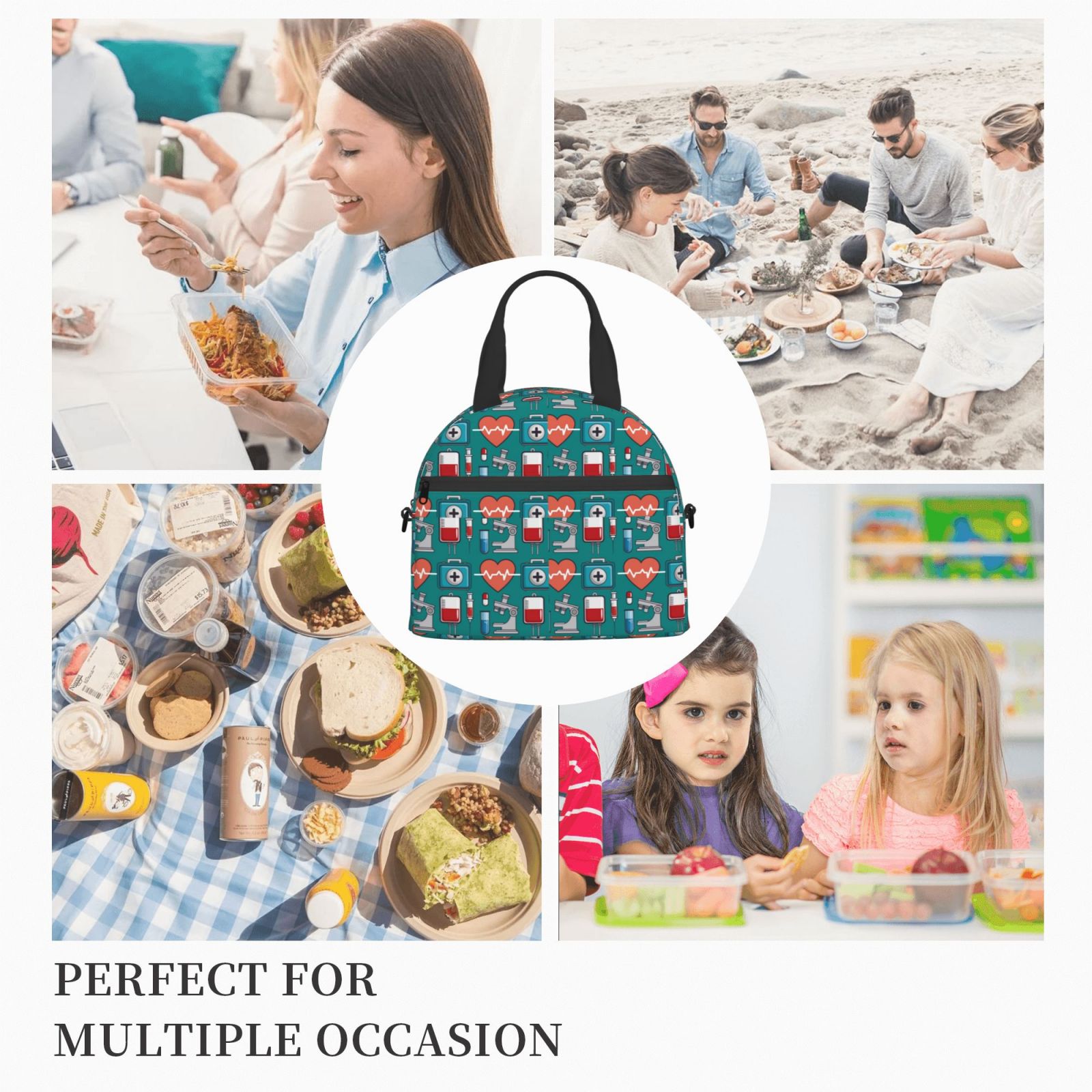Japuie Medical Elements Print Insulated Lunch Bag for Women Men ...
