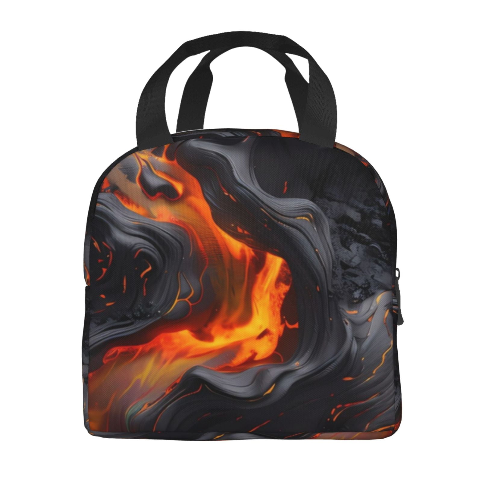 Japuie Molten Lava Abstract Flow Print Insulated Lunch Bag Tote with ...