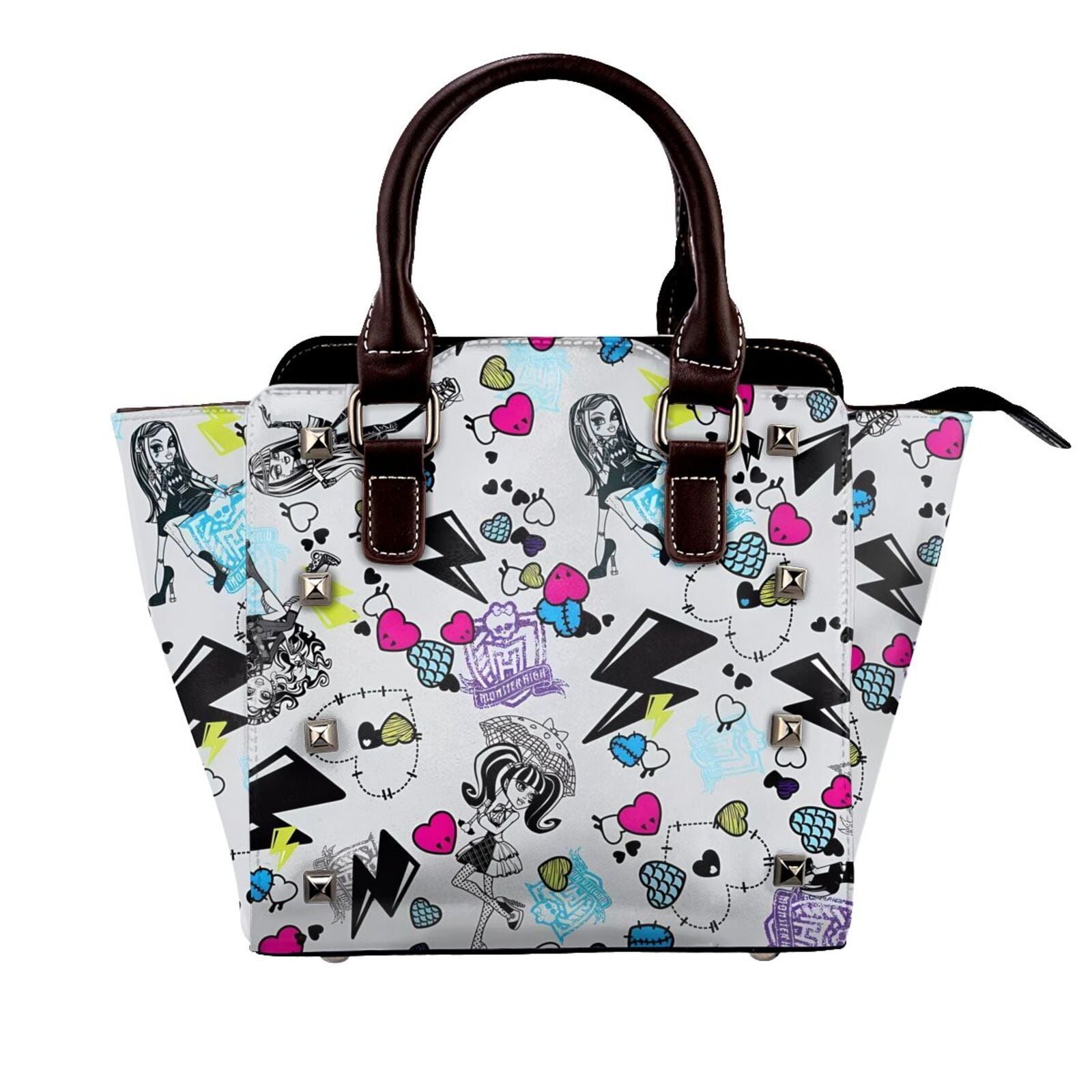 Japuie Monster High Print Tote Purse for Women,Leather Rivet Shoulder ...
