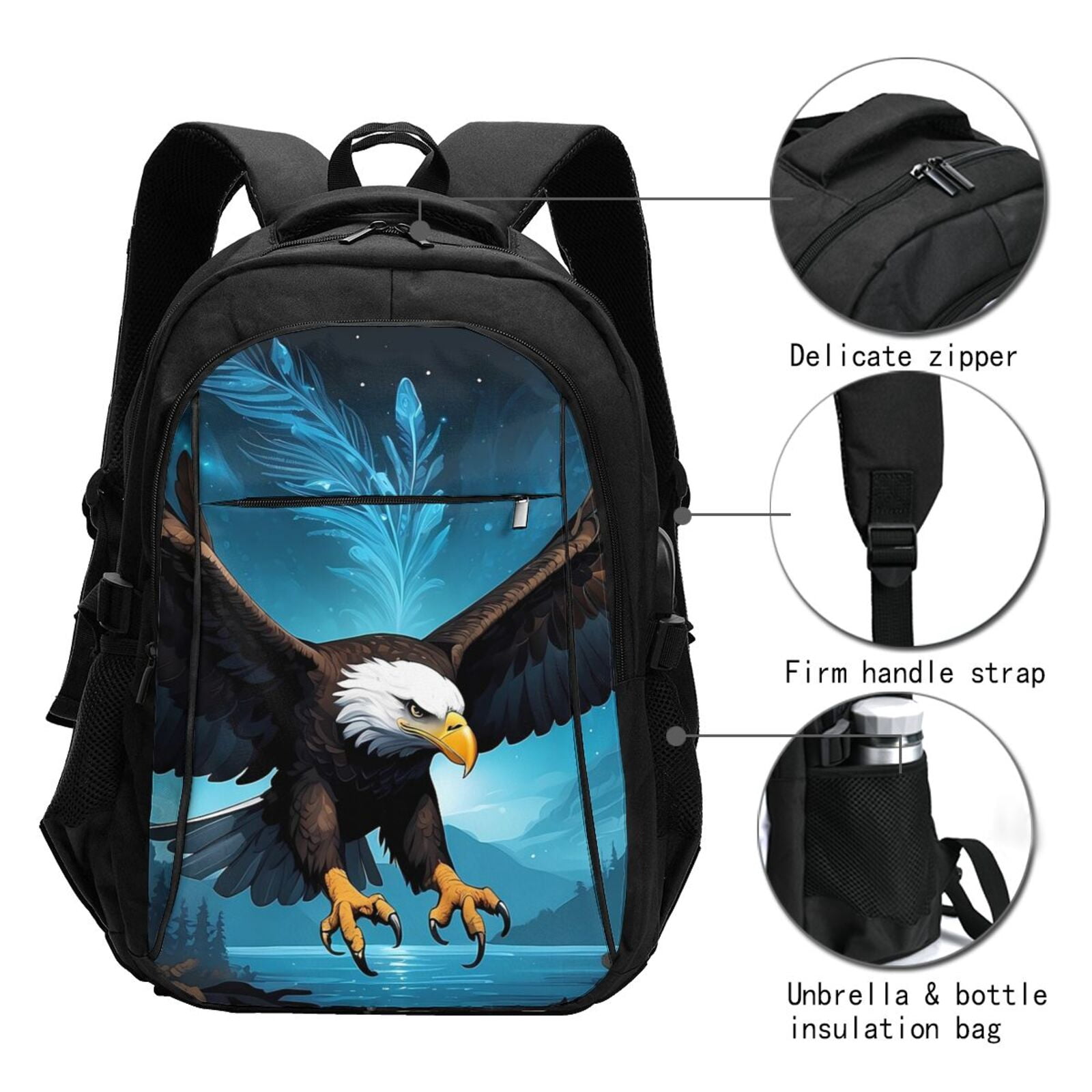 Japuie Night Sky Forest Bald Eagle Print Laptop Backpack,Business ...