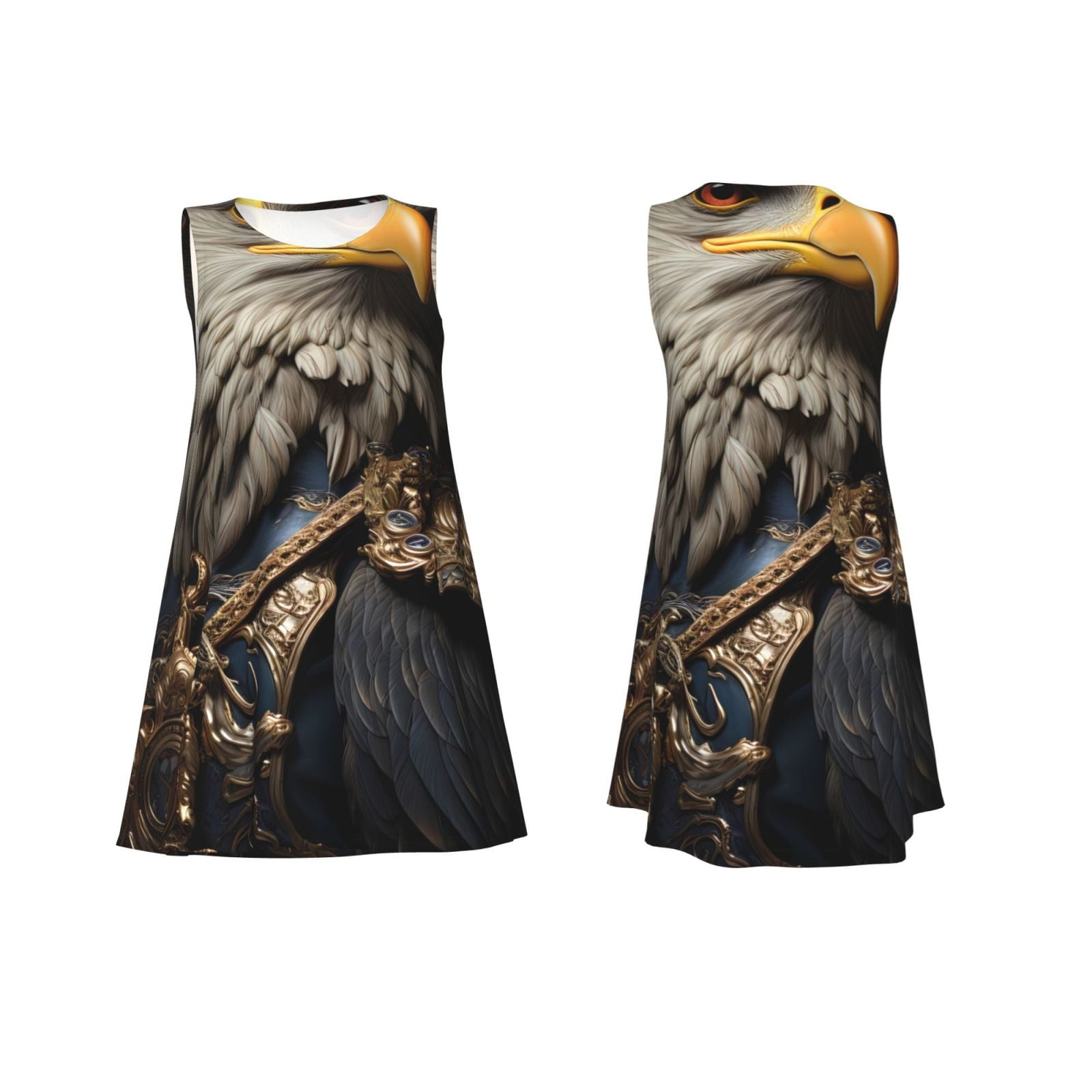Japuie Noble Style Bald Eagle Print Summer Dresses for Women,Women's ...