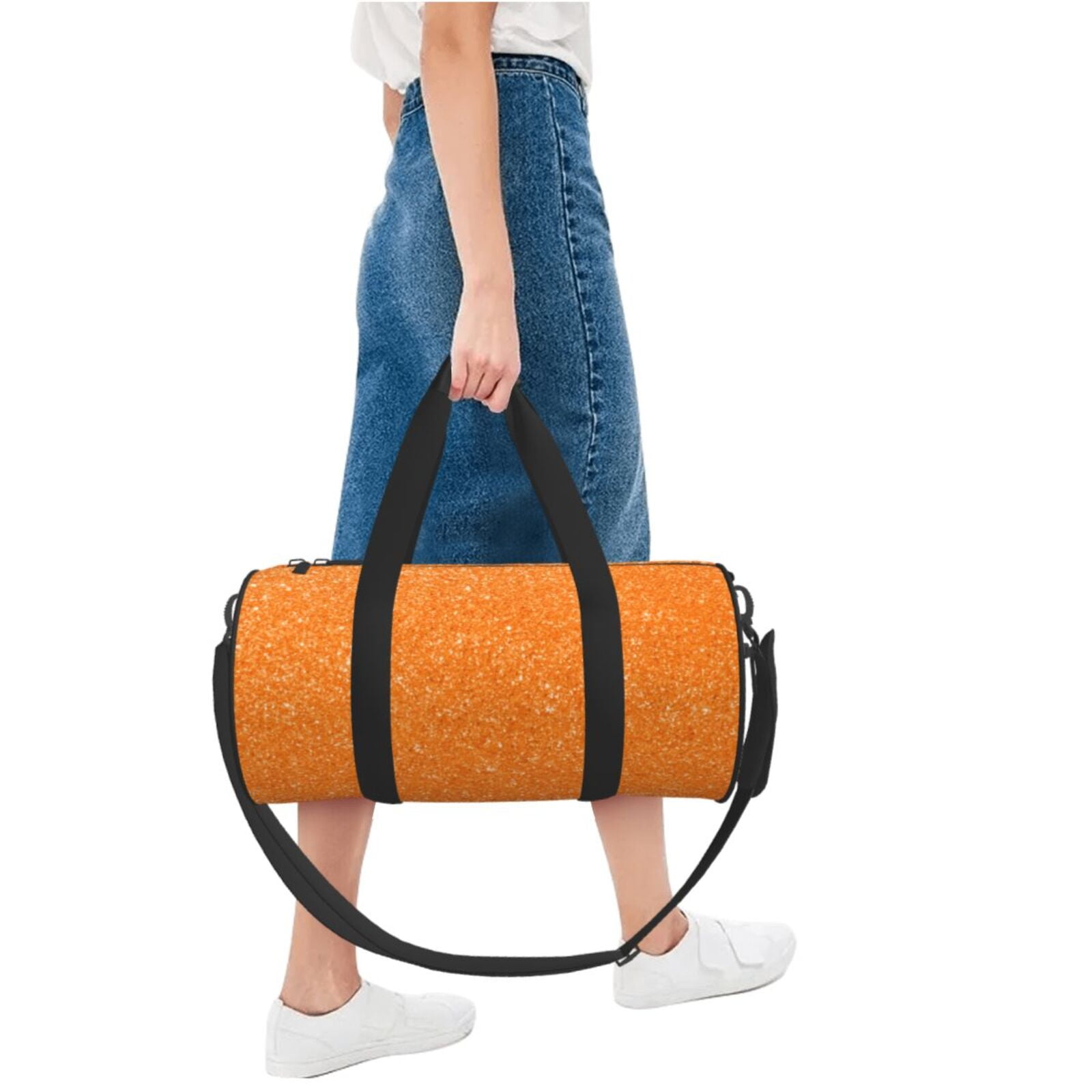 Japuie Orange Glitter2 Print Travel Duffle Bag,Gym Bag,Weekender Bag ...
