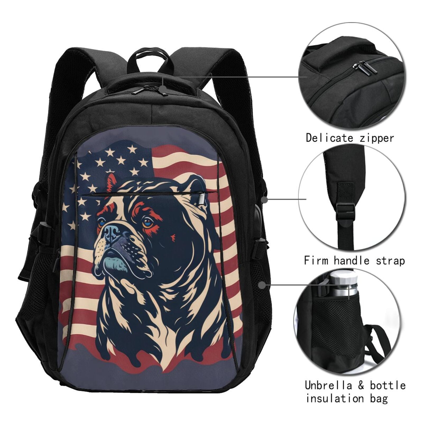 Japuie Patriotic Bulldog Art Print Laptop Backpack,Business Travel ...
