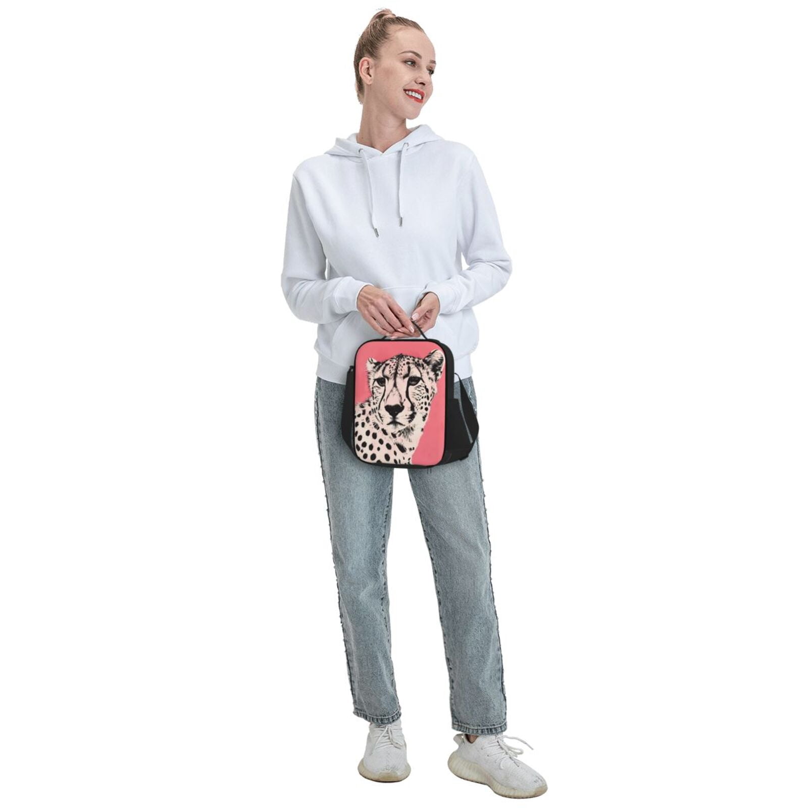Japuie Pink Cheetah Art Print Insulated Lunch Bag,Lunch box,Reusable ...
