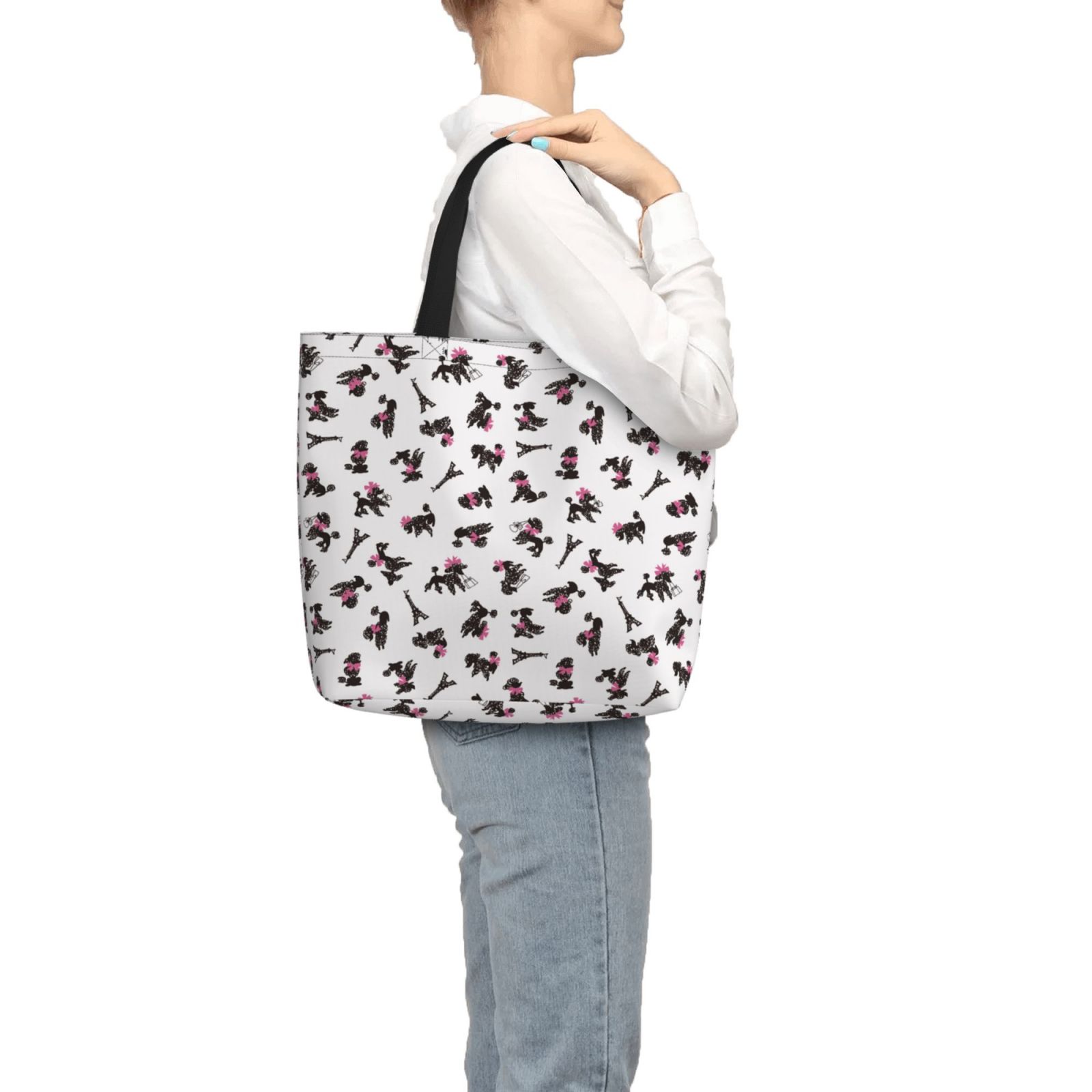 Japuie Poodle Dog Print Tote Bags, Shoulder Bag with Zipper Closure ...