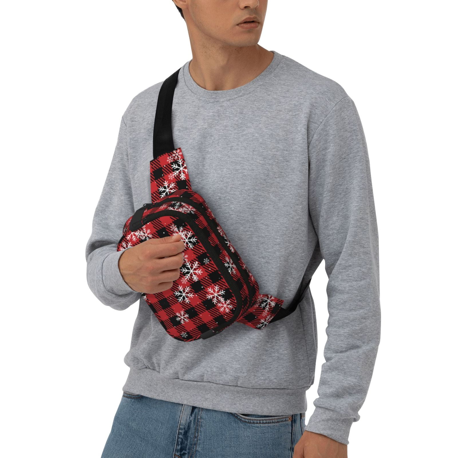 Japuie Red Buffalo Plaid Print Layer Fanny Pack with Adjustable ...