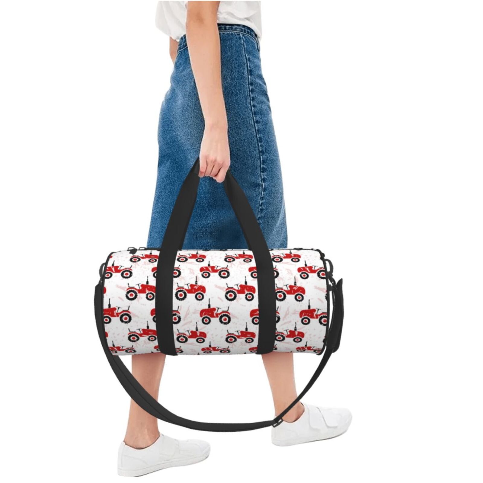 Japuie Red Wheeled Tractors Print Travel Duffle Bag,Gym Bag,Weekender ...