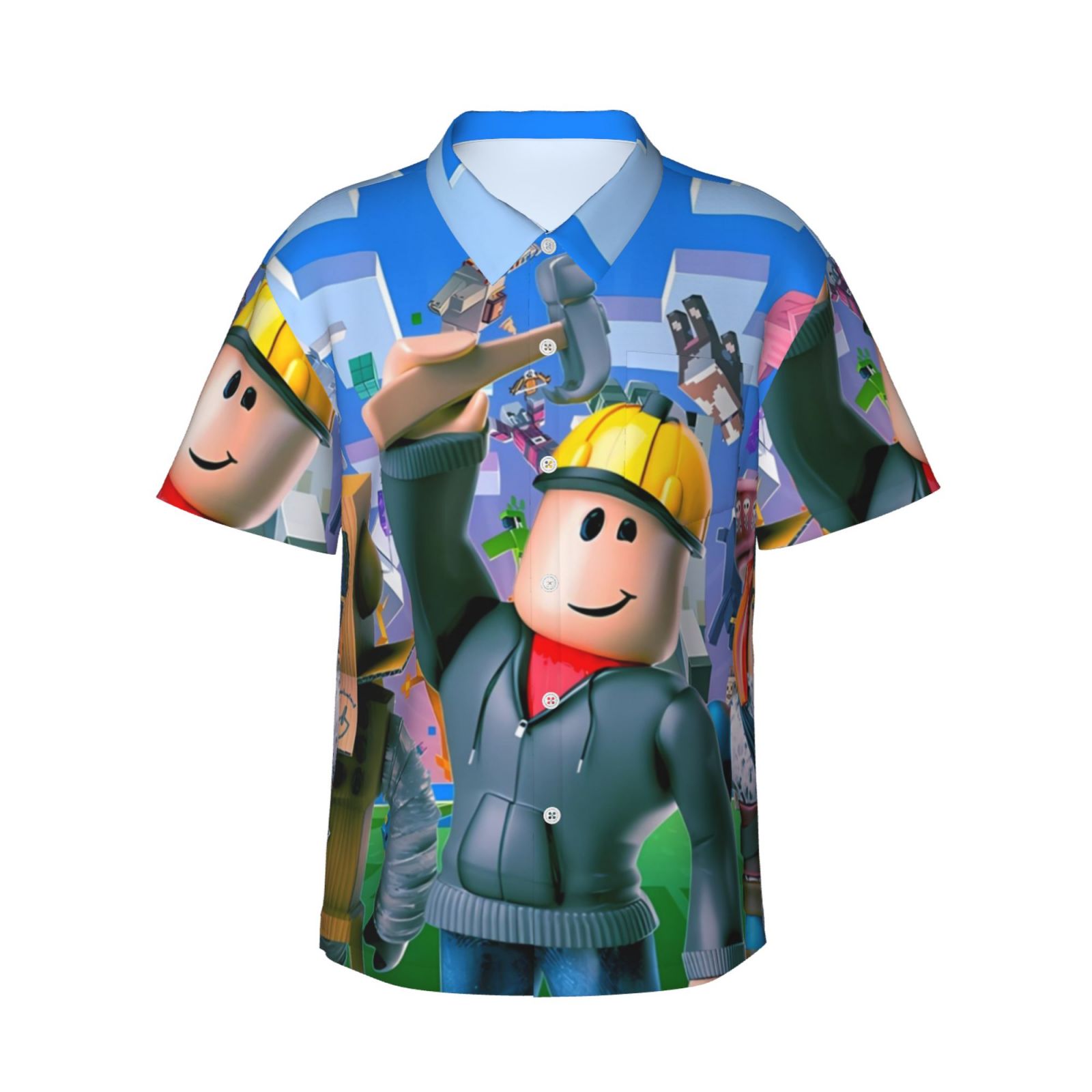 Japuie Roblox Print Hawaiian Shirt for Men, Unisex Summer Beach Casual ...