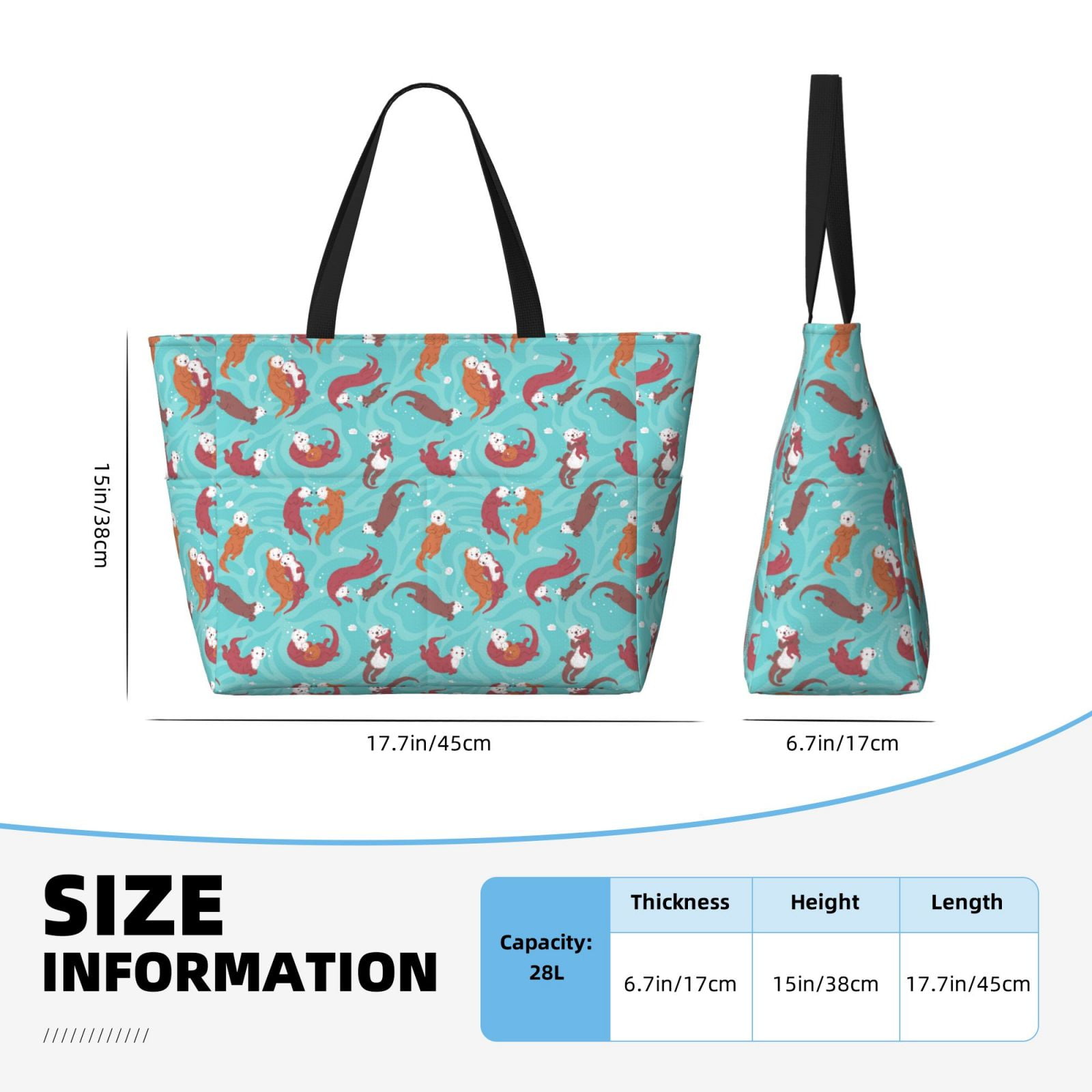 Japuie Sea Otters Family In Blue Water Print Large Capacity Beach ...
