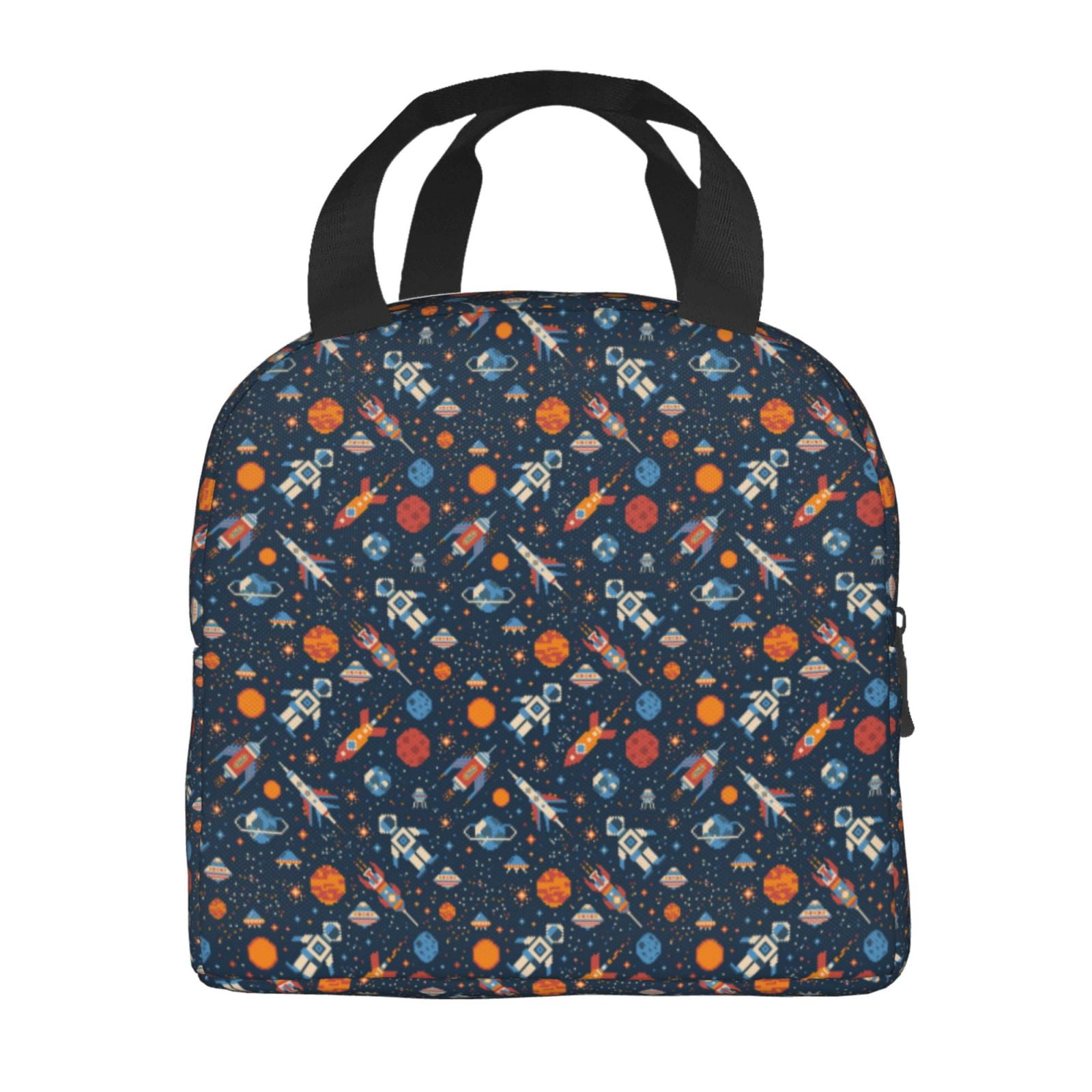 Japuie Spaceships And Stars In Outer Space Print Insulated Lunch Bag ...