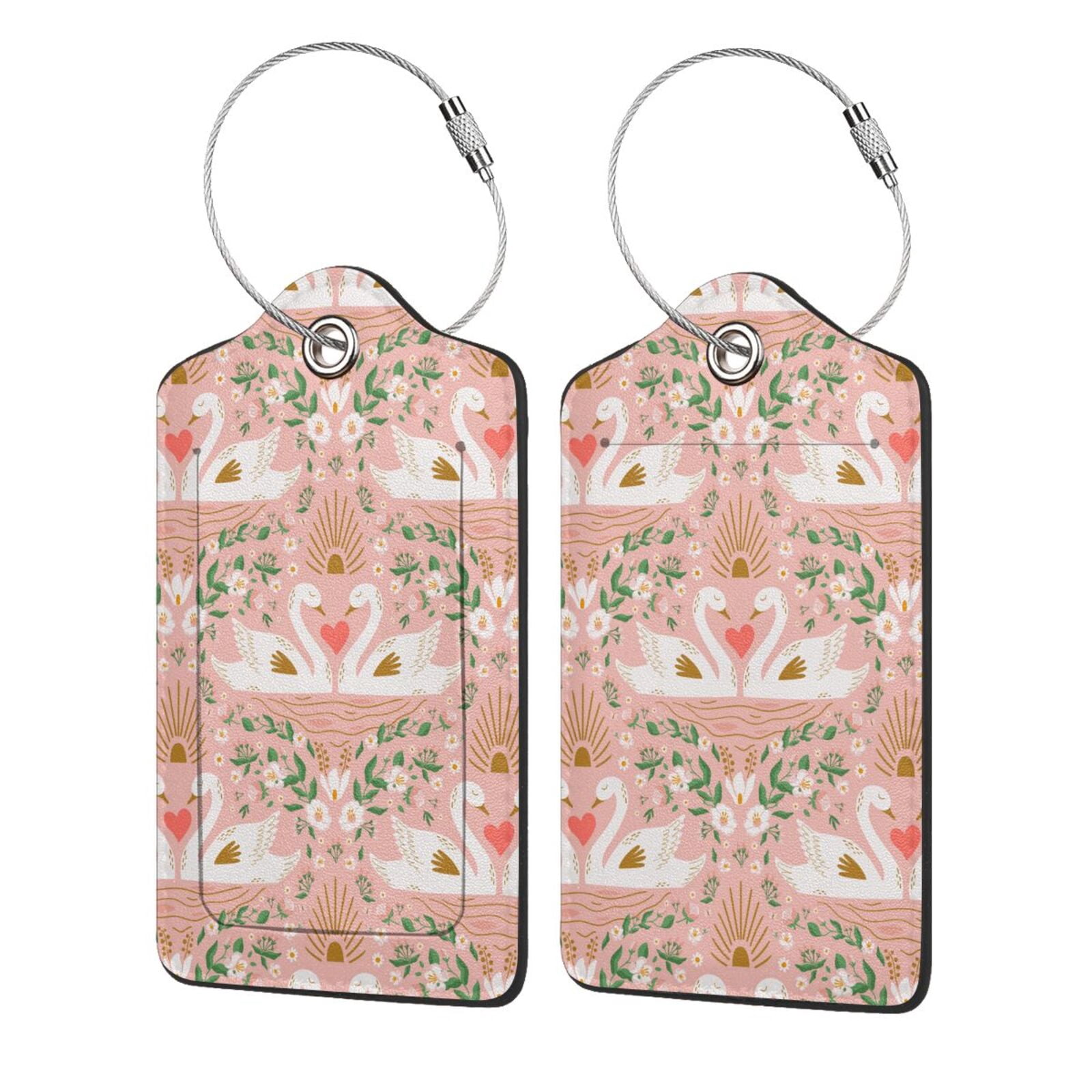 Japuie Swan Couple Print Luggage Tags for Suitcase, Luggage Tag Leather ...
