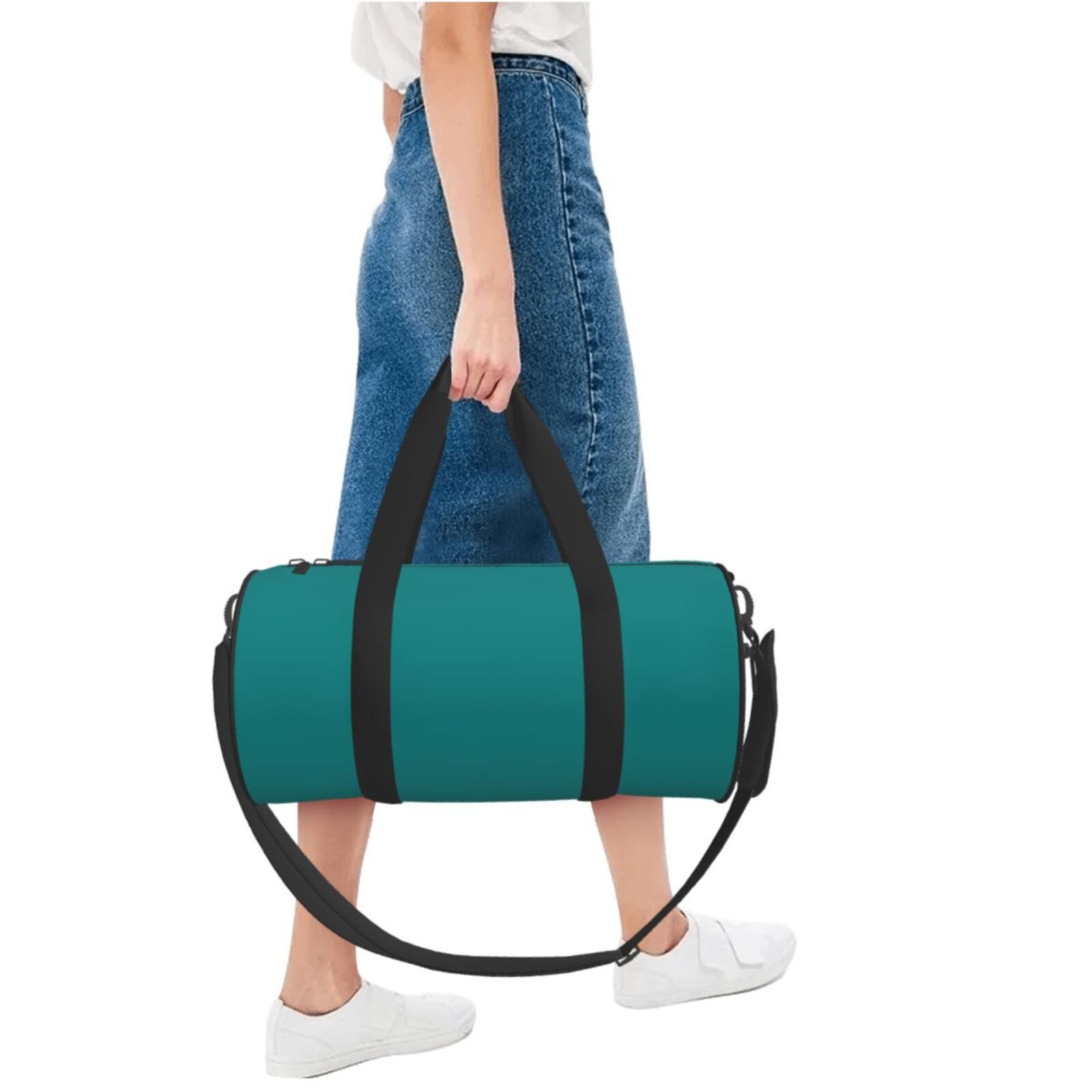 Japuie Teal Print Travel Duffle Bag,Gym Bag,Weekender Bag,Compartment ...