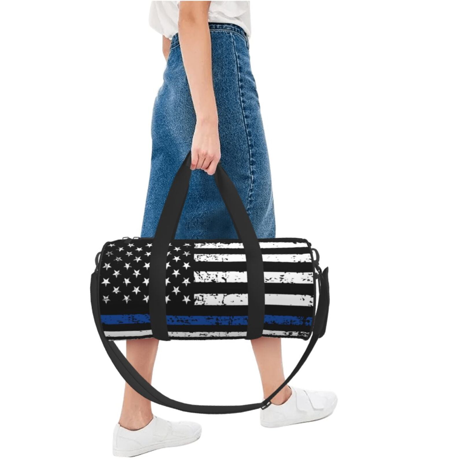 Japuie Thin Blue Line Flag Print Travel Duffle Bag,Gym Bag,Weekender ...