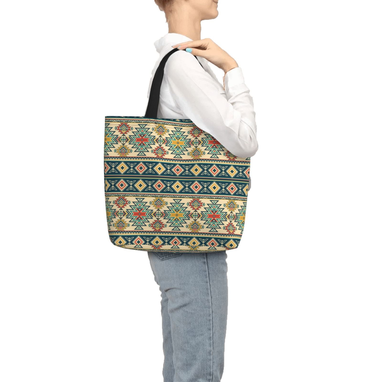 Japuie Traditional Tribal Aztec1 Print Tote Bags, Shoulder Bag with ...