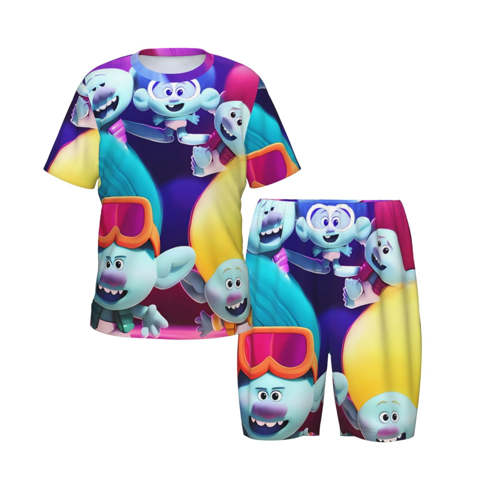 Japuie Trolls Band Together Print Kids Pajama Sets, Short Sleeve ...