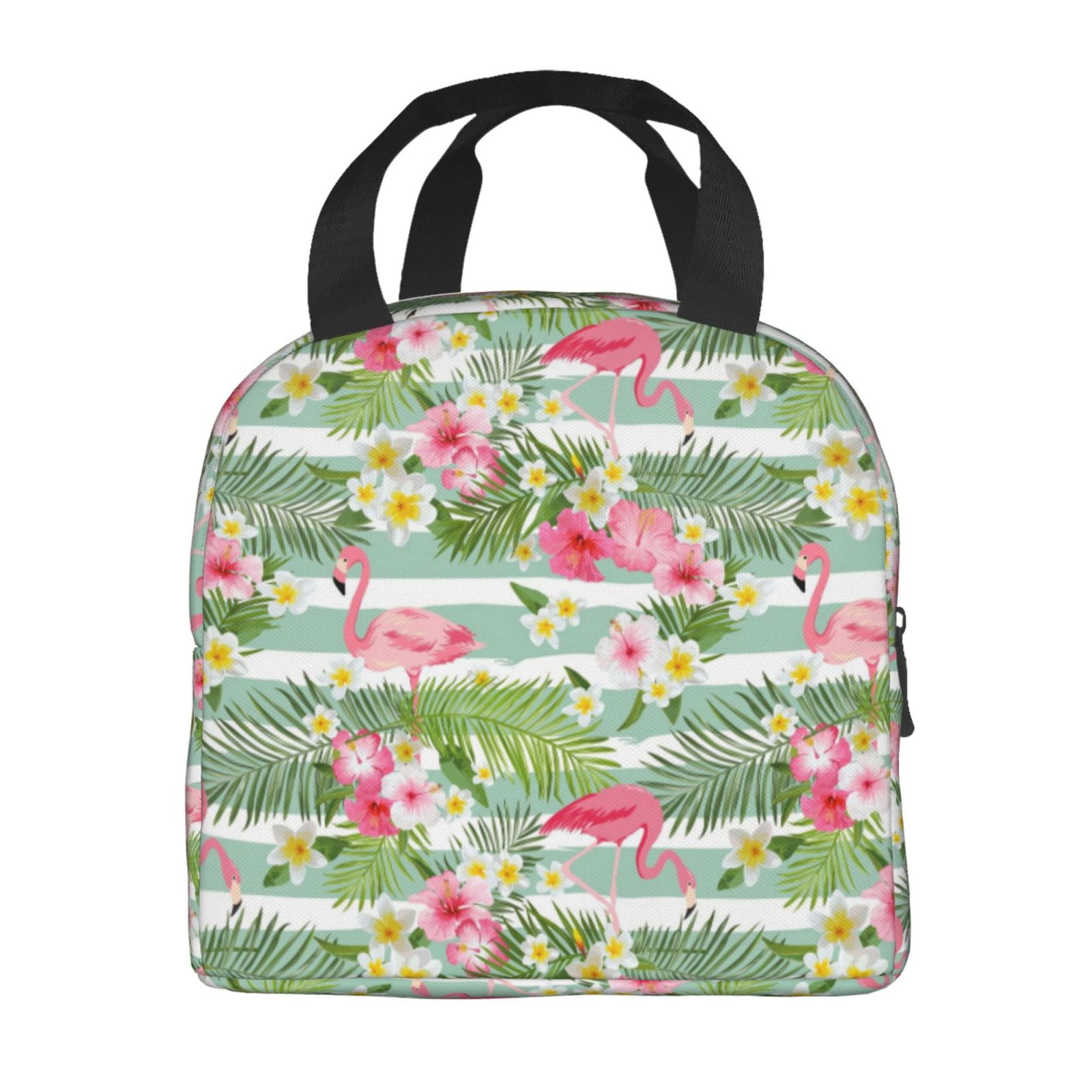 Japuie Tropical Flamingo Print Insulated Lunch Bag Tote with Large ...