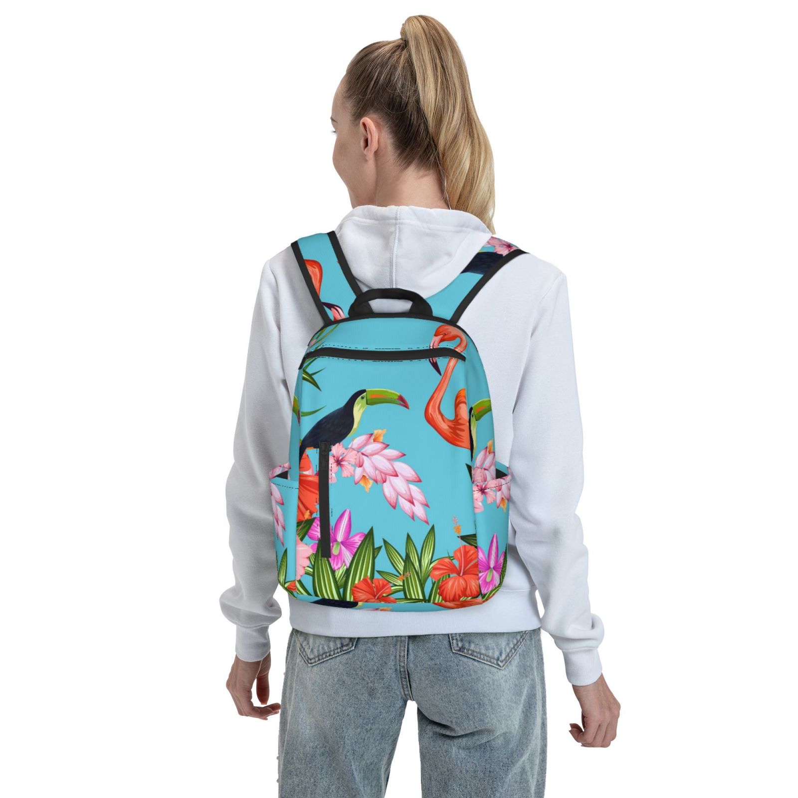Japuie Tropical Jungle Flamingo Print Hiking Backpack,Waterproof and ...
