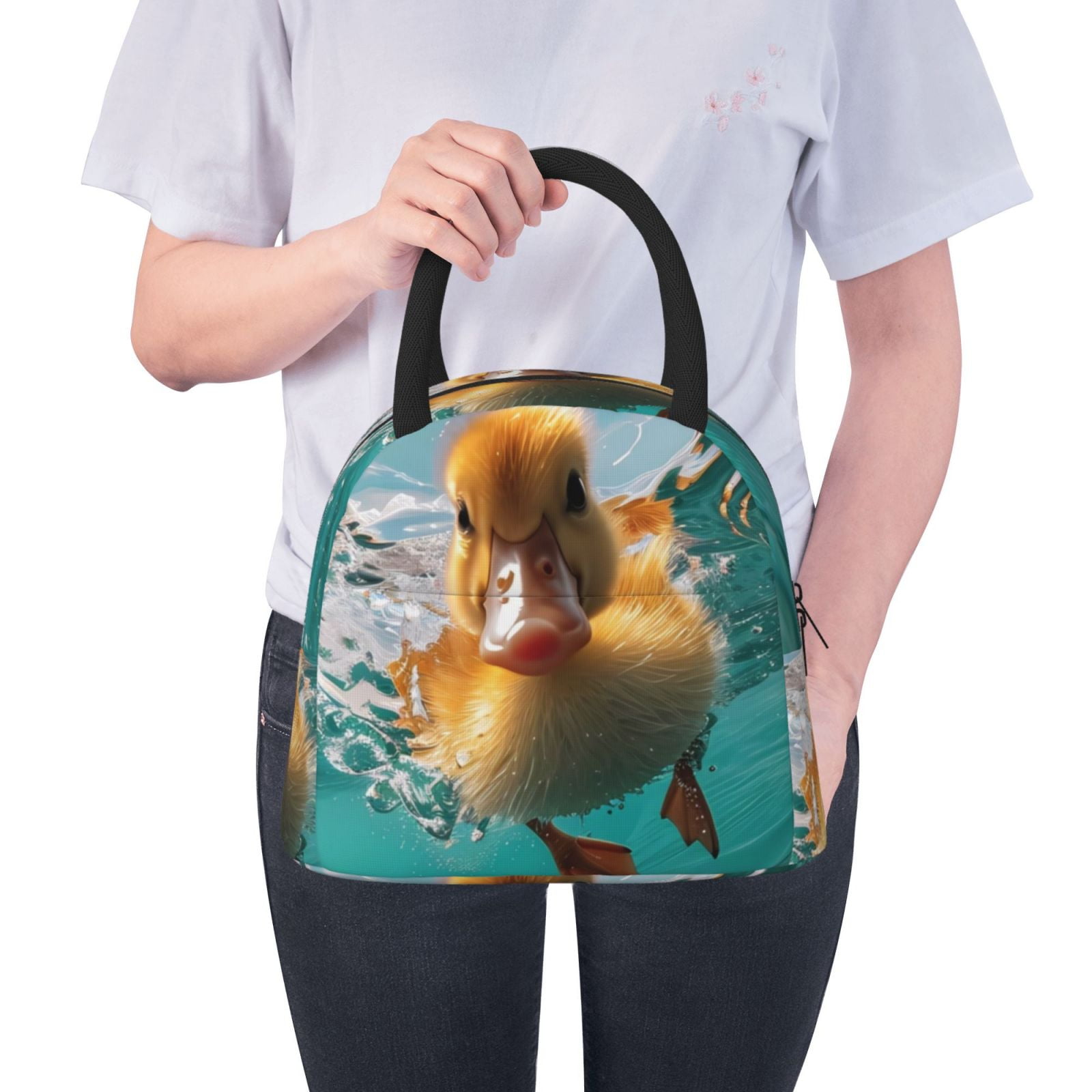 Japuie Underwater Swimming Duck Print Insulated Lunch Bag,Lunch Box for ...